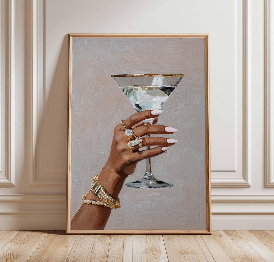 Chic Martini Glass Poster – Glam Wall Art With Hand Holding Cocktail ...