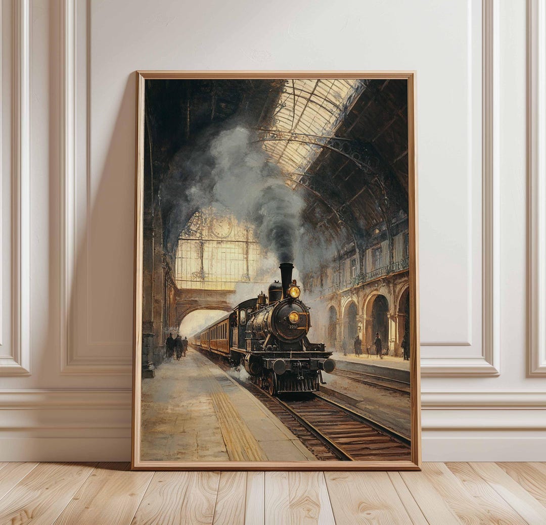 Vintage Train Station Poster, Classic Railway Art Print, Train Station ...