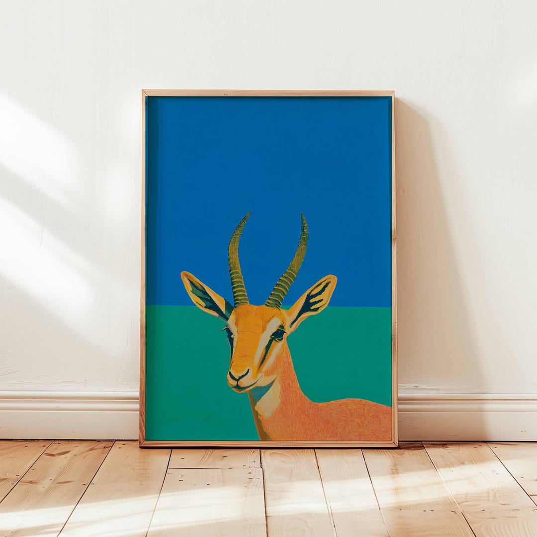 Modern Antelope Wall Art Print – Bold African Wildlife Poster in Pop ...