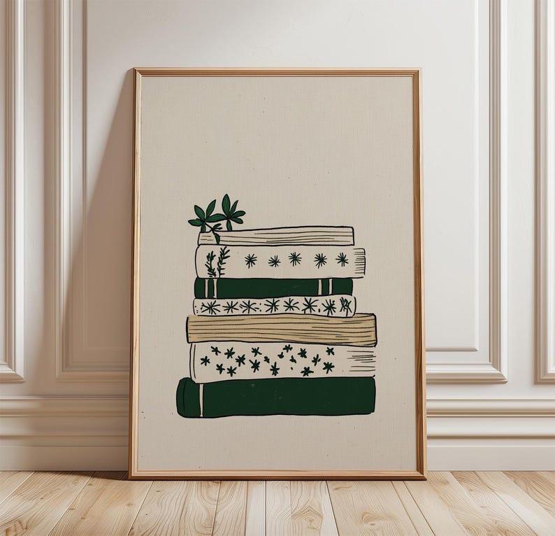 Stacked Books Poster | Minimal Reading Wall Art | Book Lover Print ...