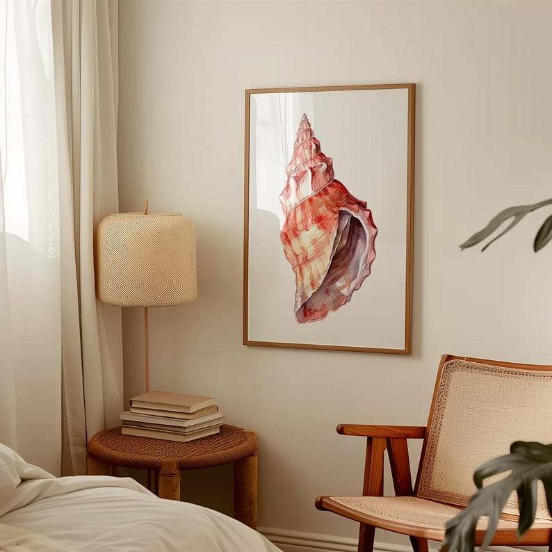 Seashell Watercolor Poster | Coastal Wall Art | Minimal Beach Nature ...