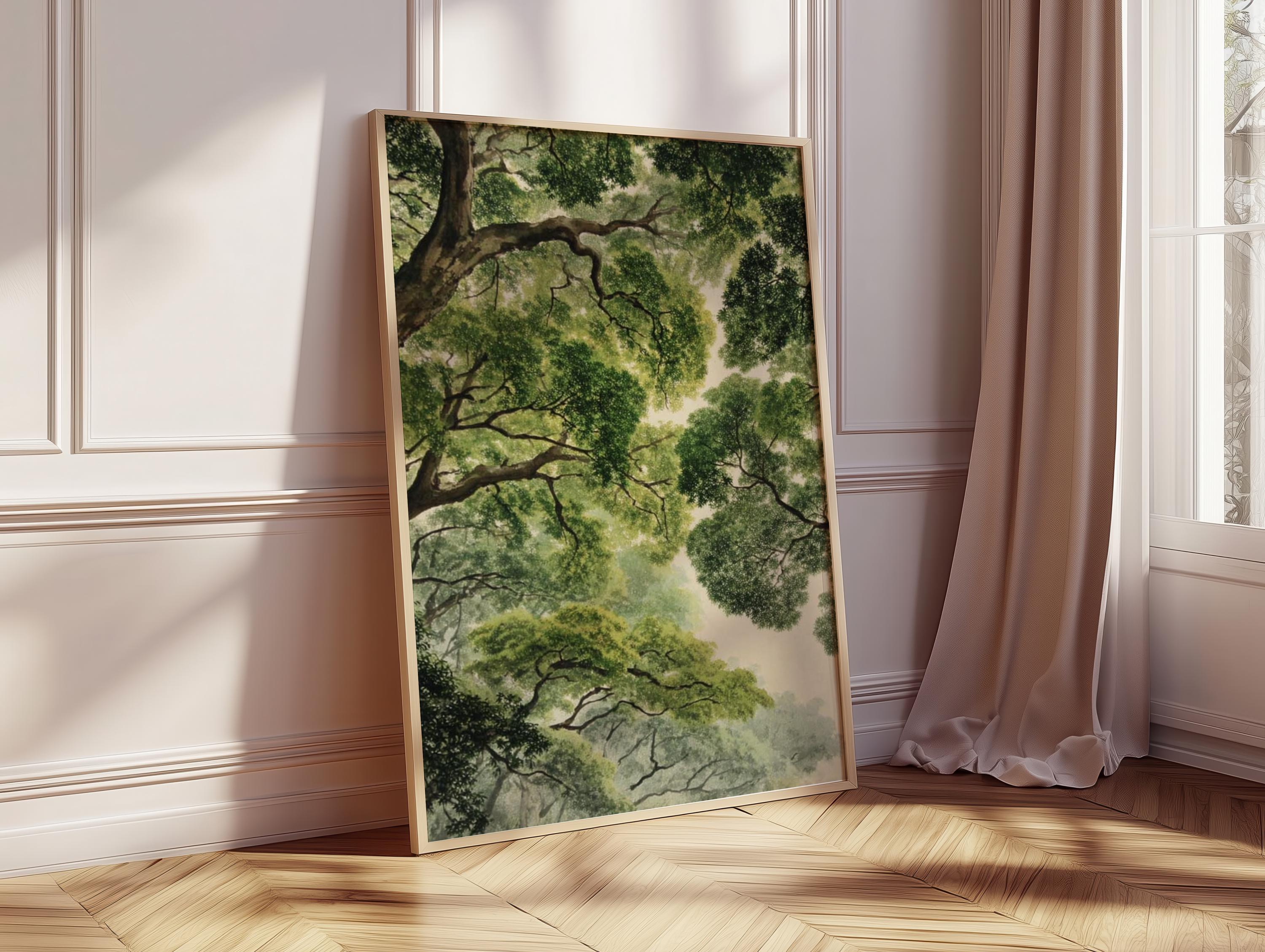 Forest Canopy Poster | Green Tree Ceiling Wall Art | Vintage Woodland ...
