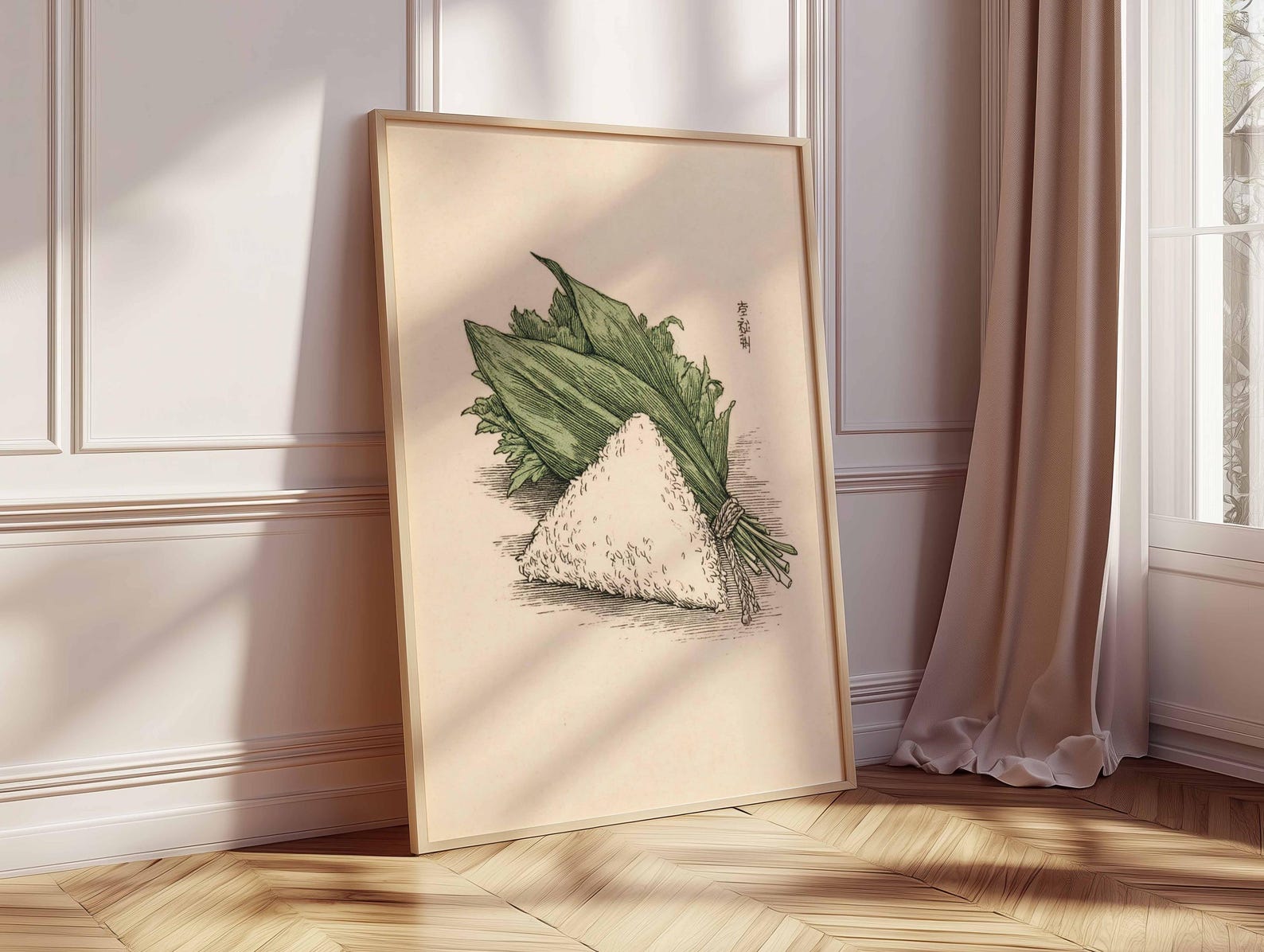 Japanese Rice Art Print Vintage Onigiri Poster Botanical Food ...