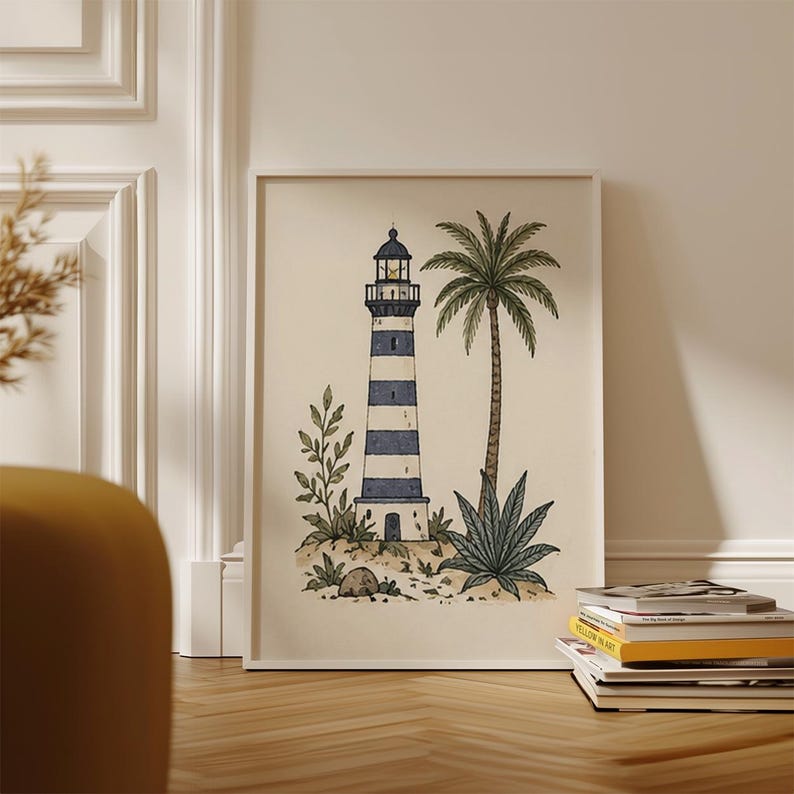 Lighthouse Poster, Coastal Nursery Print, Nautical Wall Art - Etsy UK