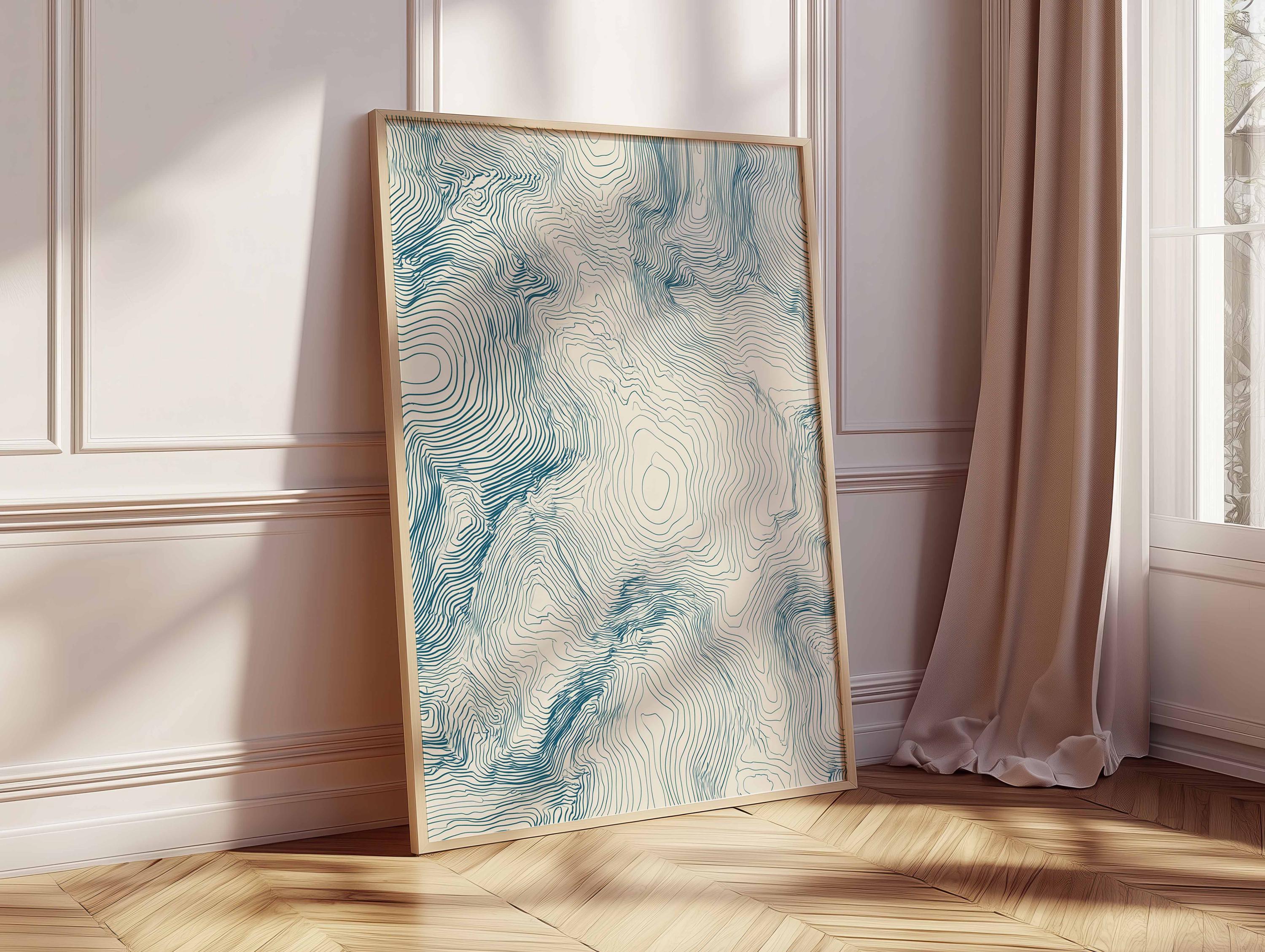 Topographic Map Wall Art Abstract Line Poster Minimalist Geography ...