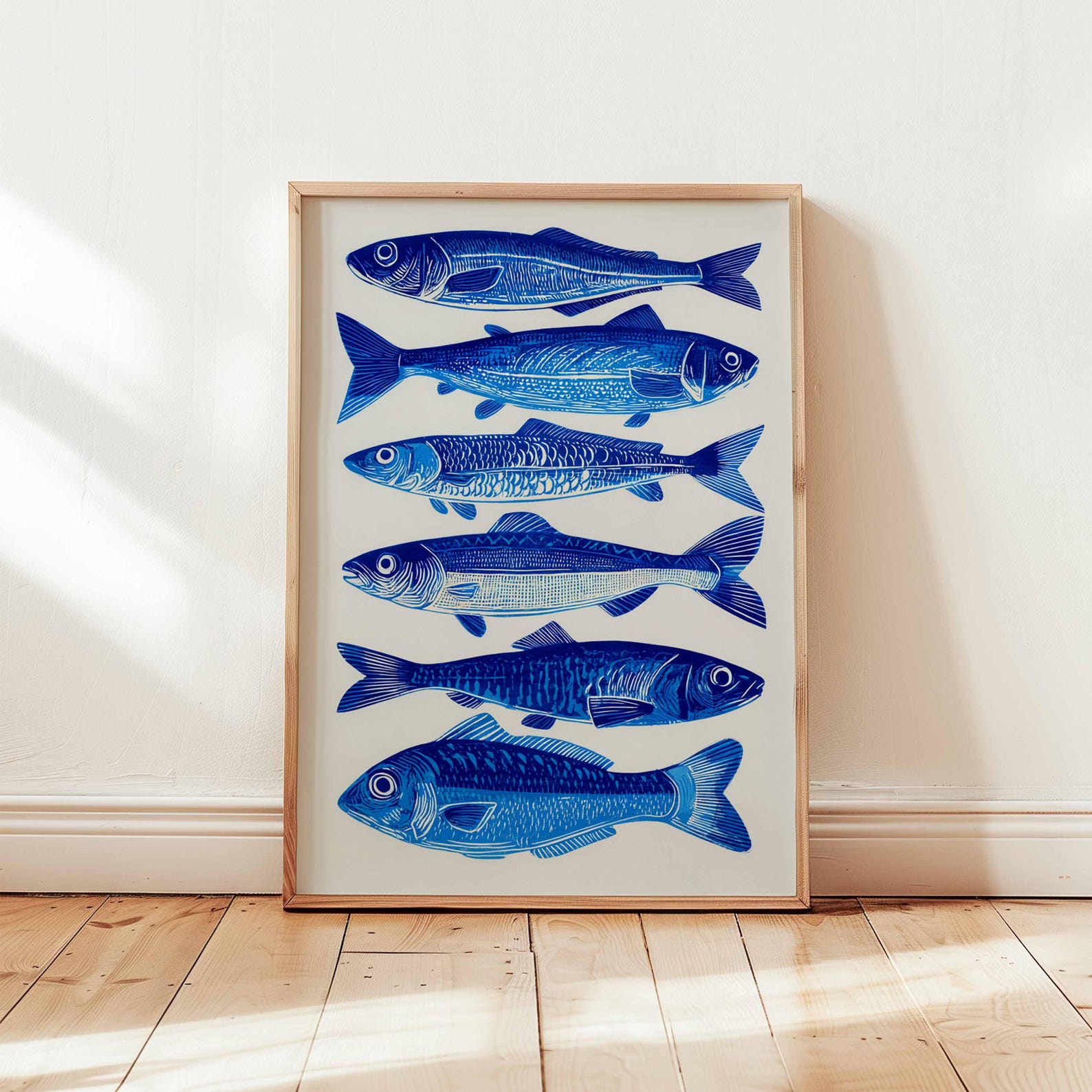 Blue Fish Print – Coastal Wall Art for Kitchen or Bathroom, Nautical ...