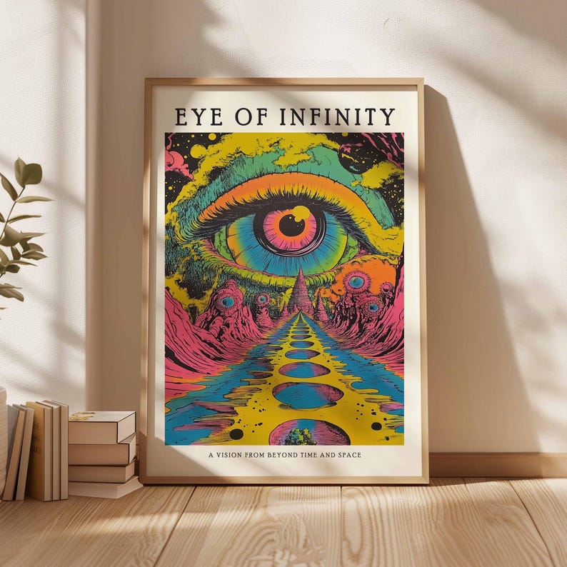 Psychedelic Eye Wall Art Print, Trippy Retro Sci-fi Poster Design ...