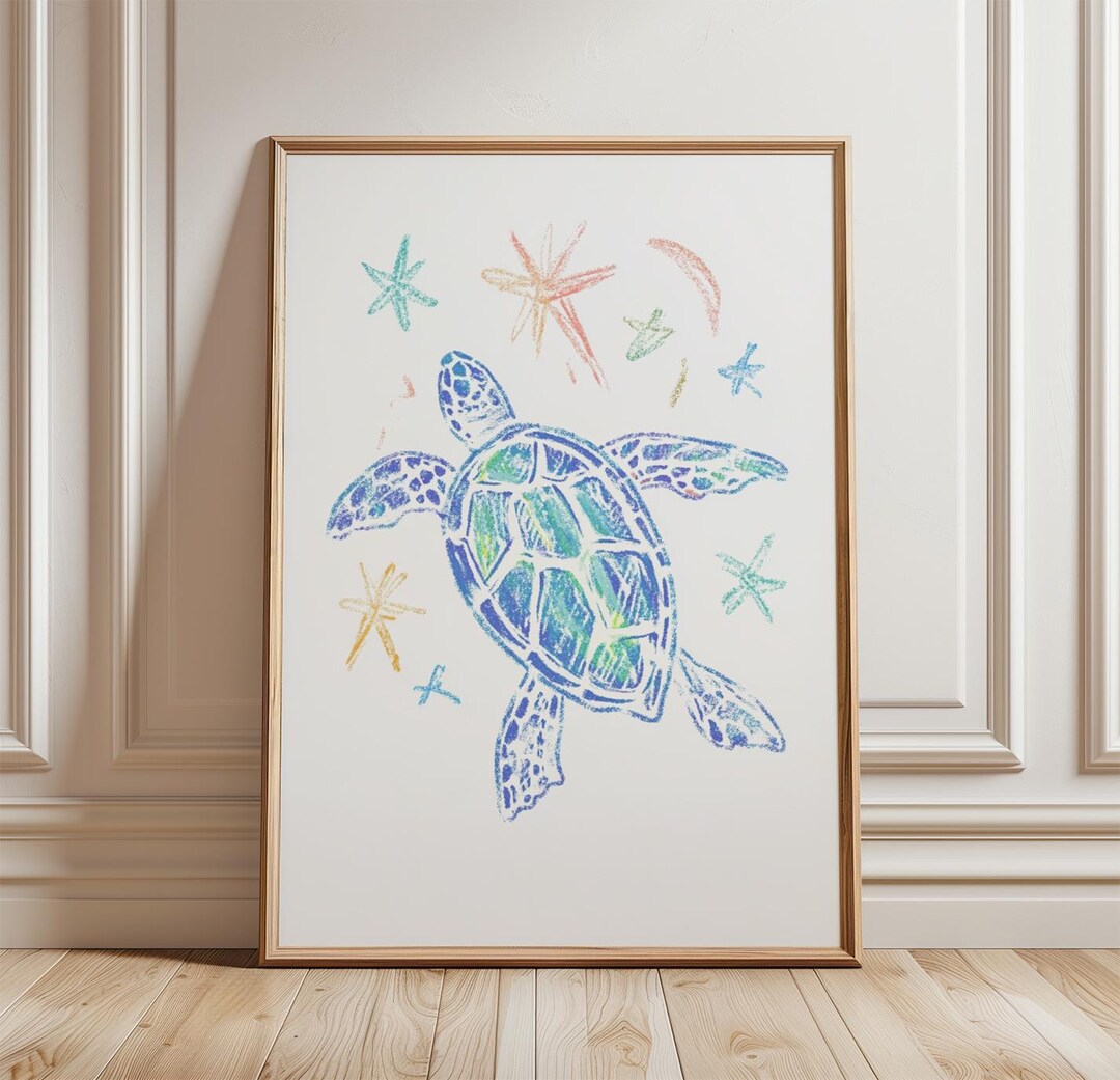 Sea Turtle Poster, Coastal Animal Wall Art Print, Minimal Marine ...
