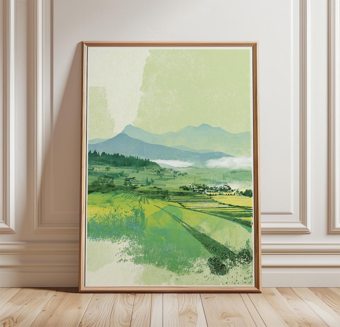 Green Landscape Poster | Mountain Valley Wall Art | Scenic Nature Print ...
