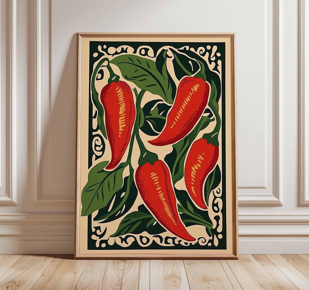 Chili Pepper Wall Art, Kitchen Decor, Spicy Food Print, Red Hot Pepper ...