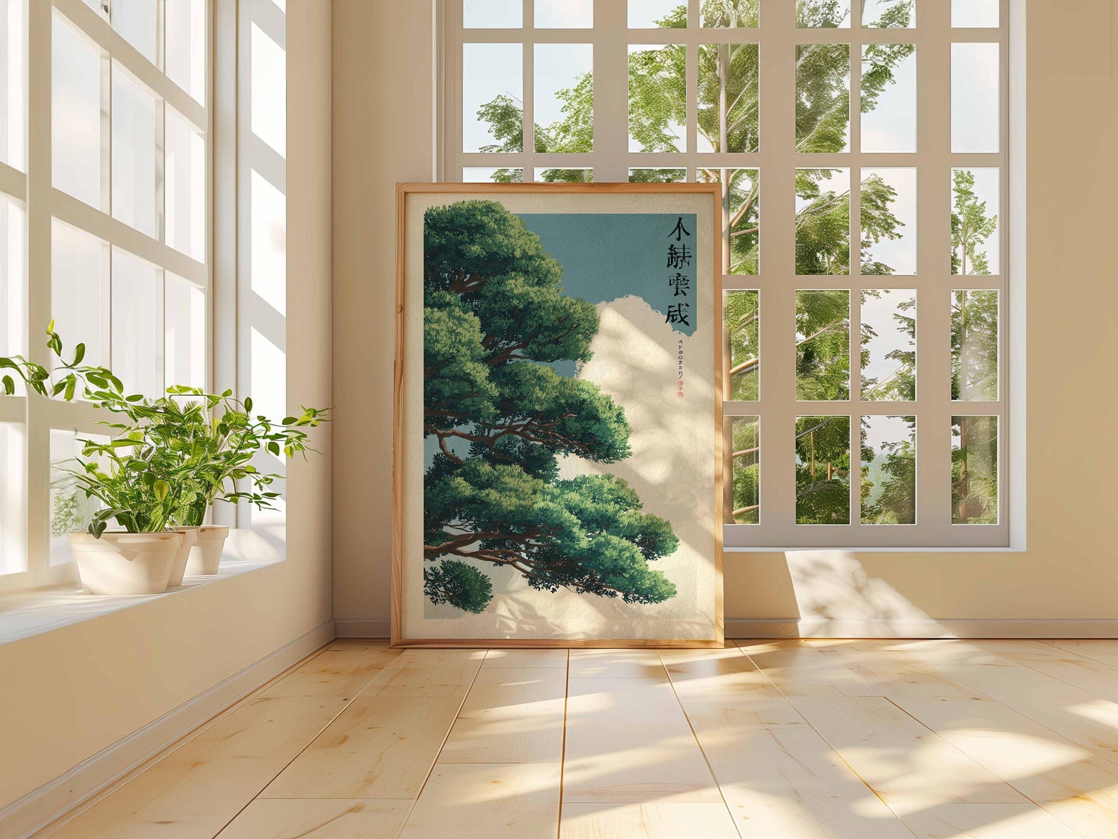 Japanese Tree Poster, Vintage Nature Wall Art Print, Tranquil Landscape ...