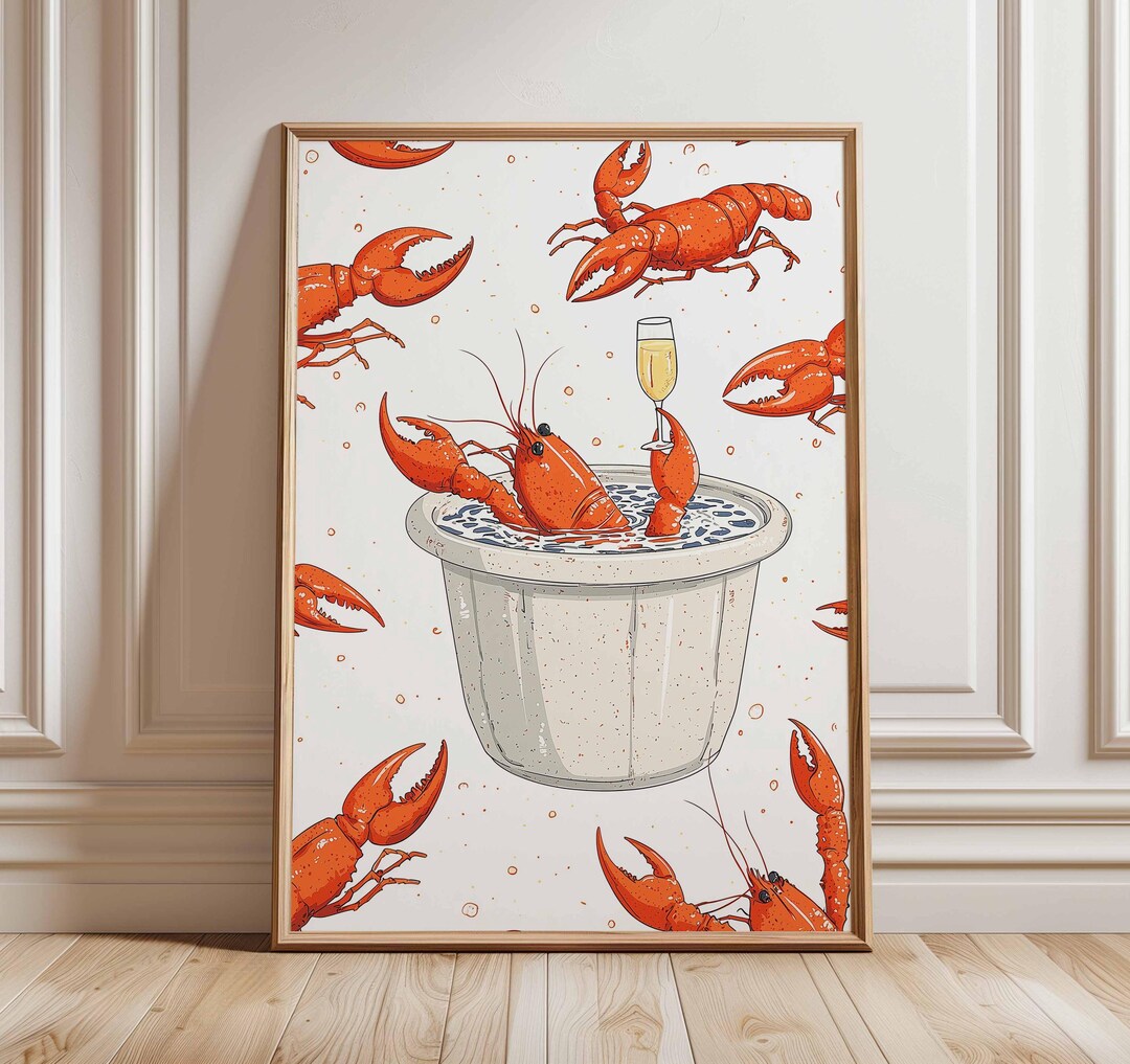 Lobster Wall Art Print, Funny Kitchen Poster, Quirky Seafood ...
