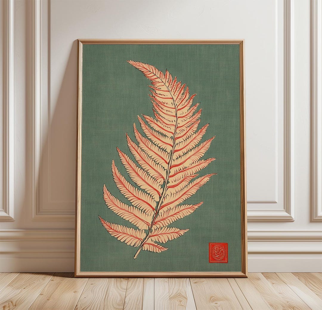 Fern Leaf Poster, Botanical Wall Art Print, Vintage Nature Illustration ...