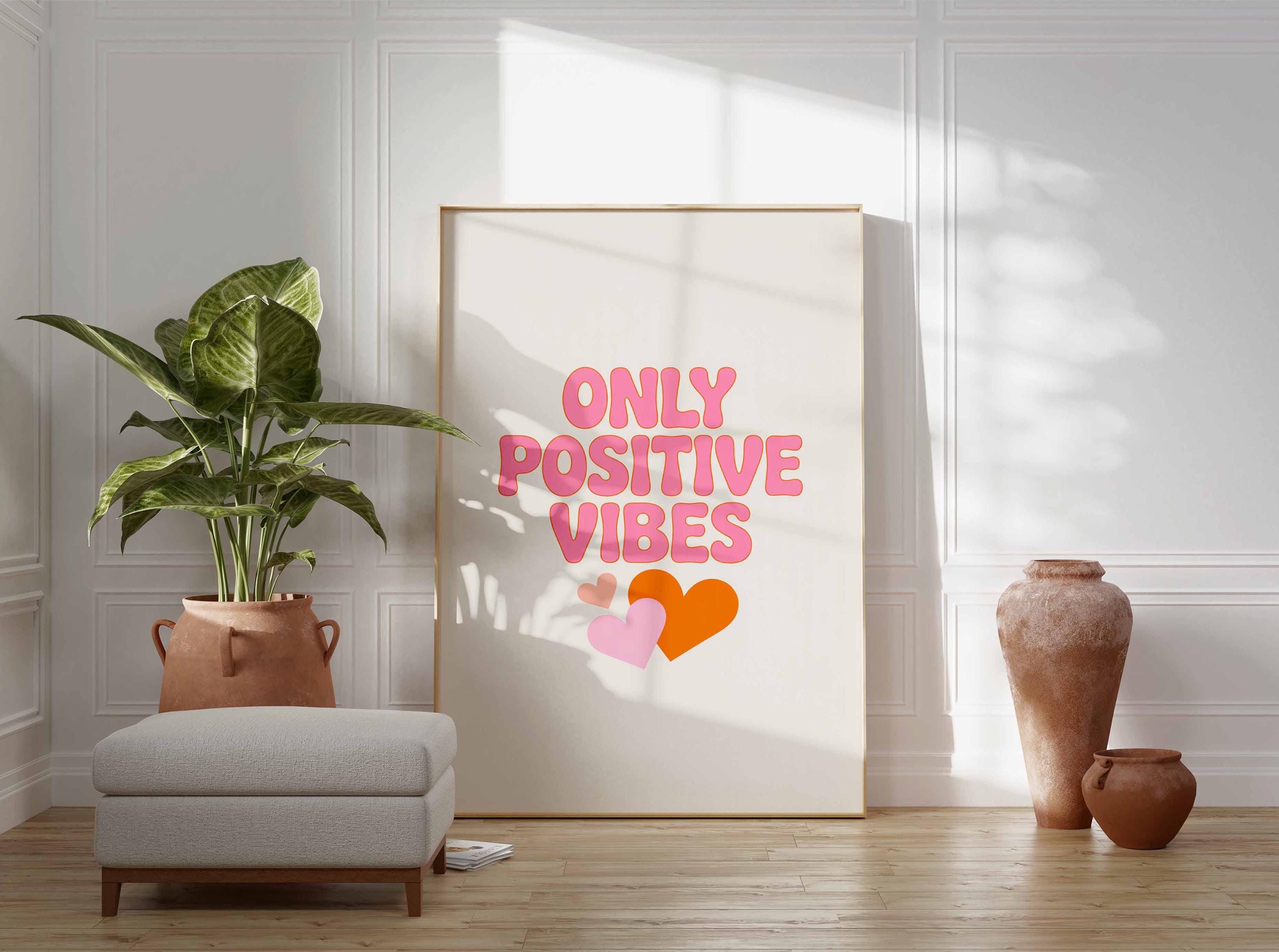 Only Positive Vibes Poster, Motivational Wall Art, Positive Quote Print ...