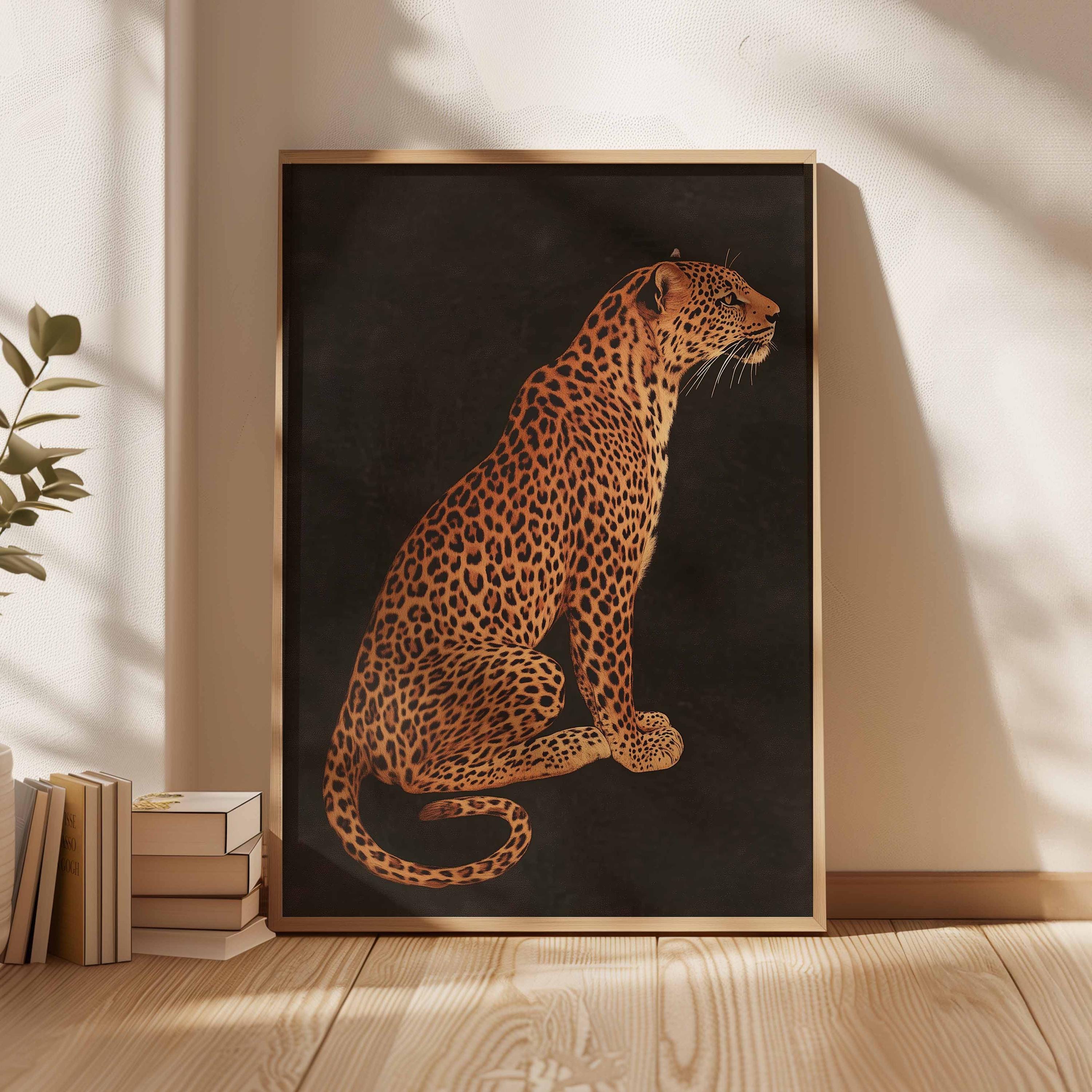 Leopard Wall Art Print, Vintage Animal Poster, Jungle Cat Illustration ...