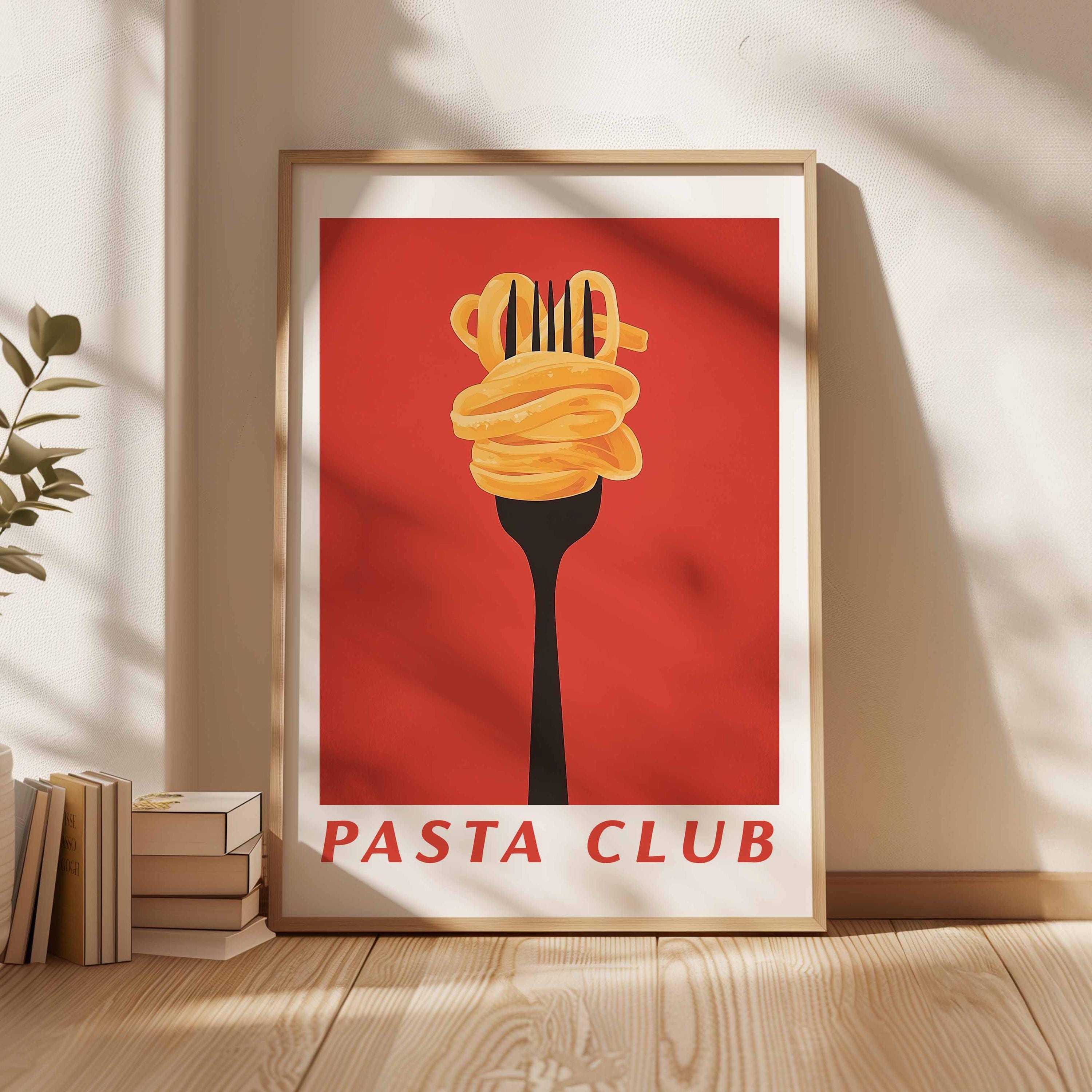 Pasta Club Poster, Bold Italian Kitchen Wall Art, Minimal Spaghetti ...
