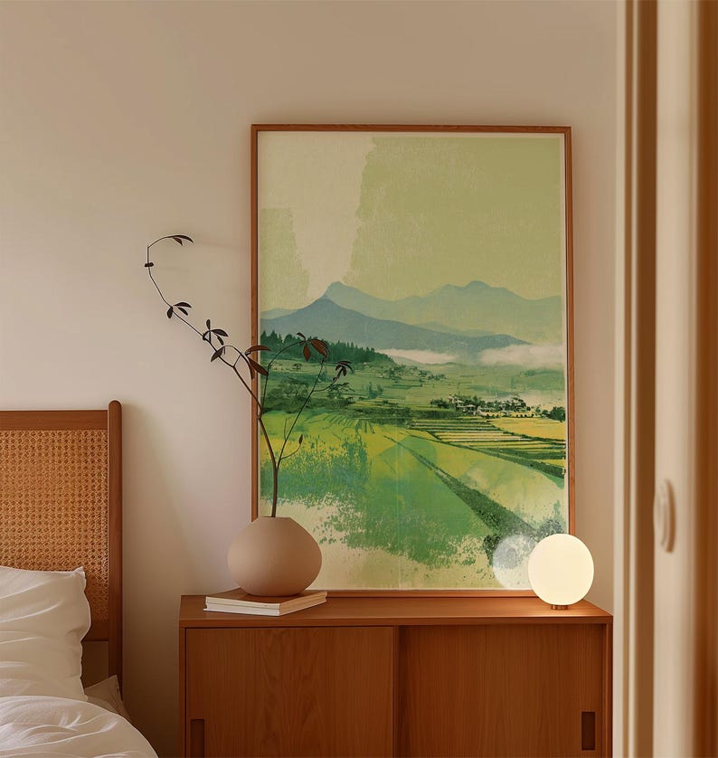 Green Landscape Poster | Mountain Valley Wall Art | Scenic Nature Print ...
