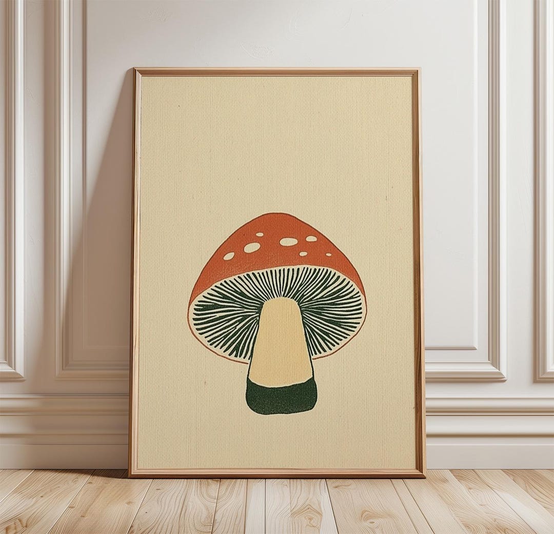 Mushroom Poster | Minimal Botanical Wall Art | Nature Print | Forest ...