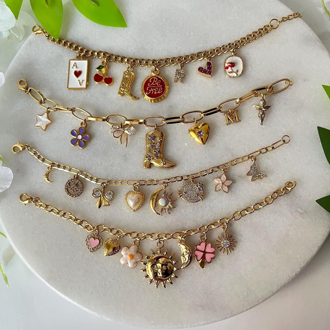 Build Your Own Custom Charm Bracelets for Women,gold Vintage Chunky ...