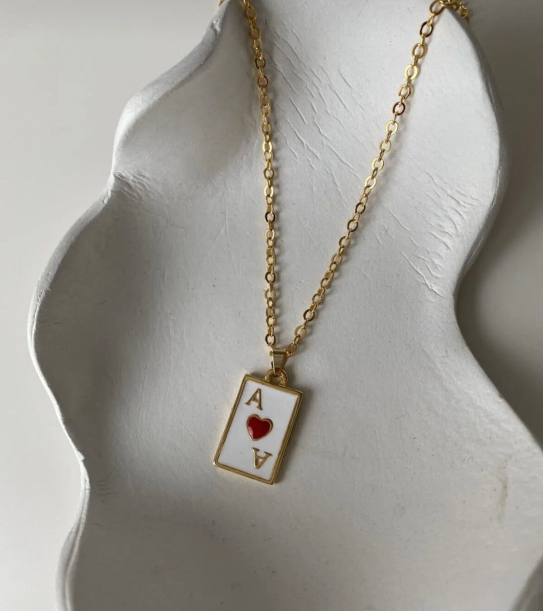 Gold Plated Ace of Hearts Playing Cards Necklace, Gift for Her, Couple ...