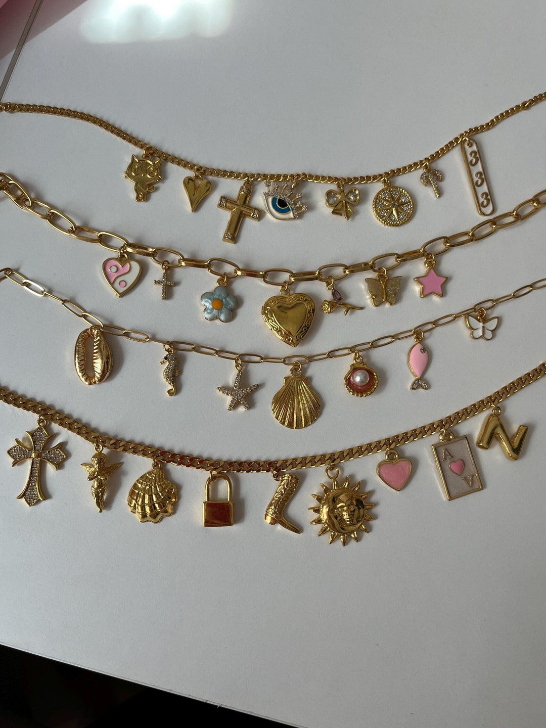 Custom Gold Charm Necklace: Build Your Own Vintage Jewelry - Etsy