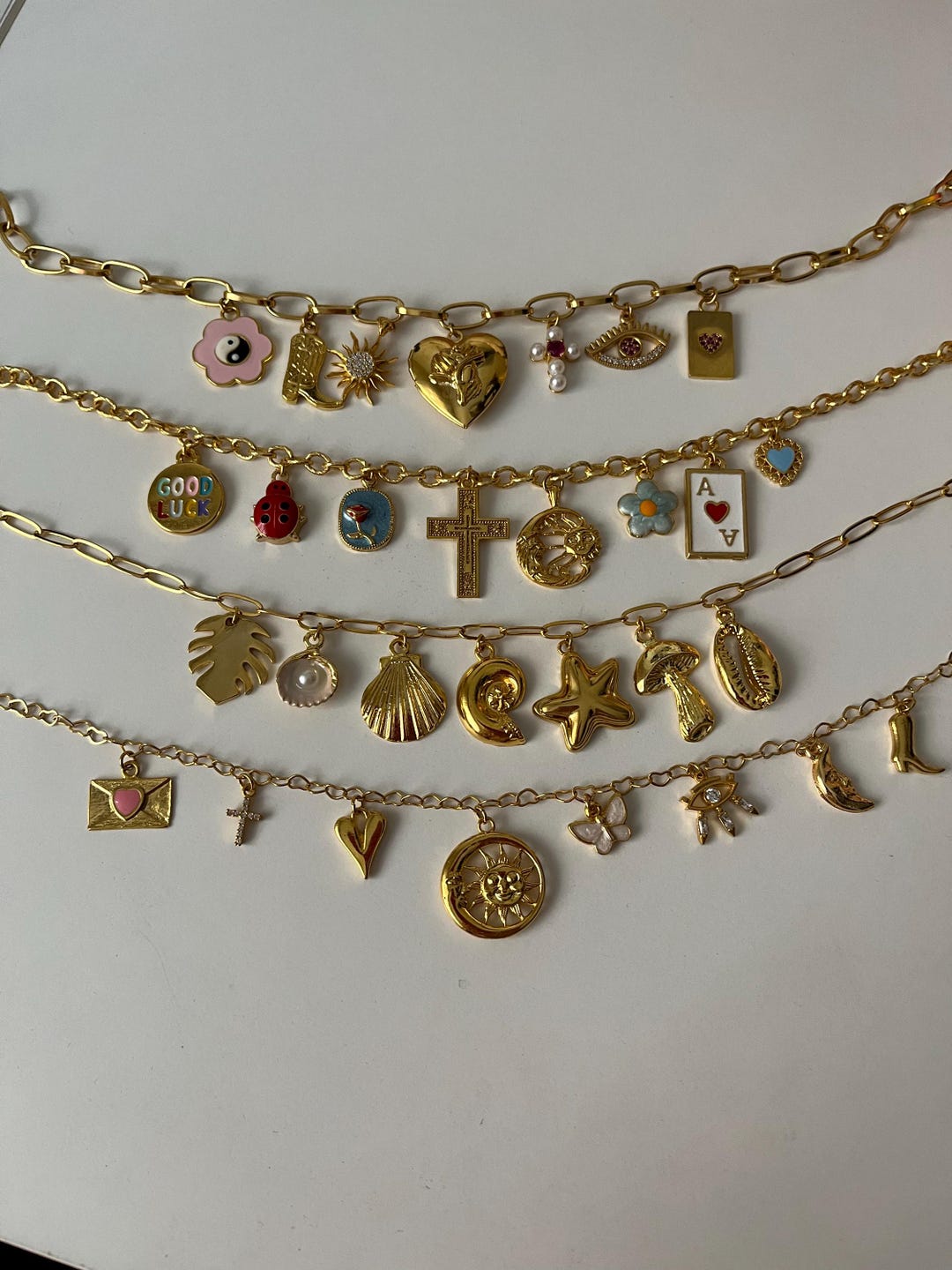 Custom Gold Charm Necklace: Build Your Own Vintage Style Necklace - Etsy