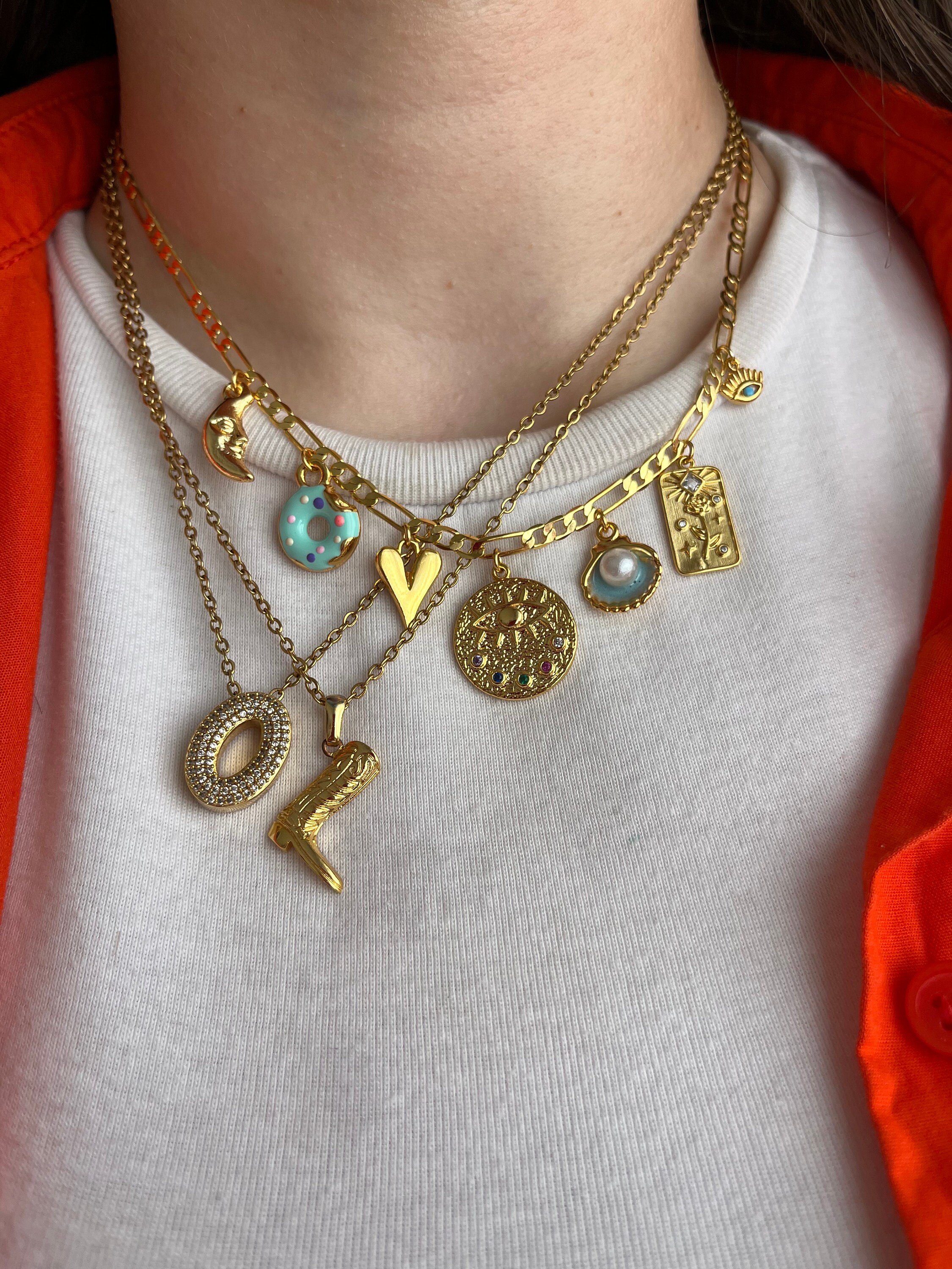 Build Your Own Custom Charm Necklace, Gold Charm Necklace, Create Your ...