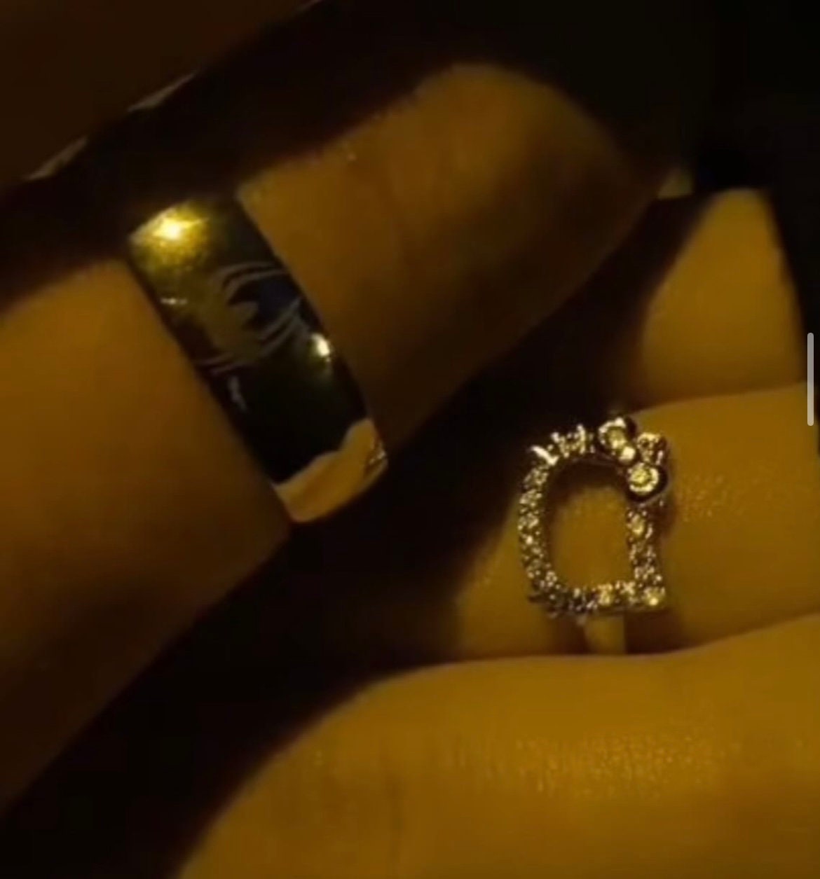 Spider Hello Kitty Ring, Couple Ring Jewelry, Spider Kissing Kitty Ring ...