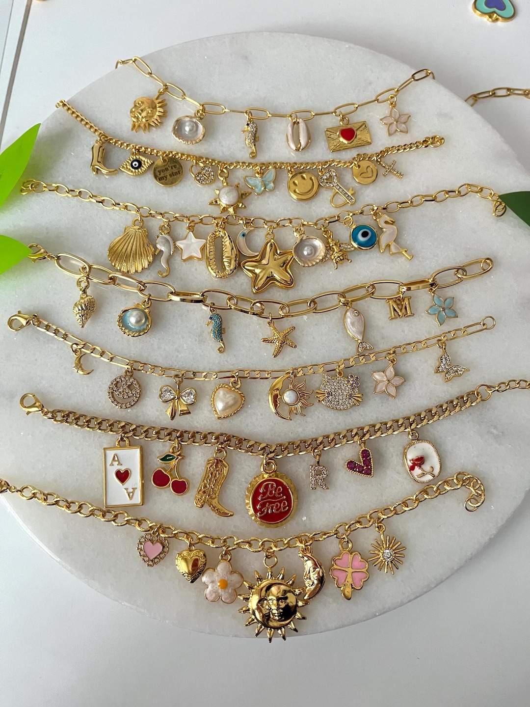 Build Your Own Custom Charm Bracelets for Women, Pick Your Charms, Gold ...