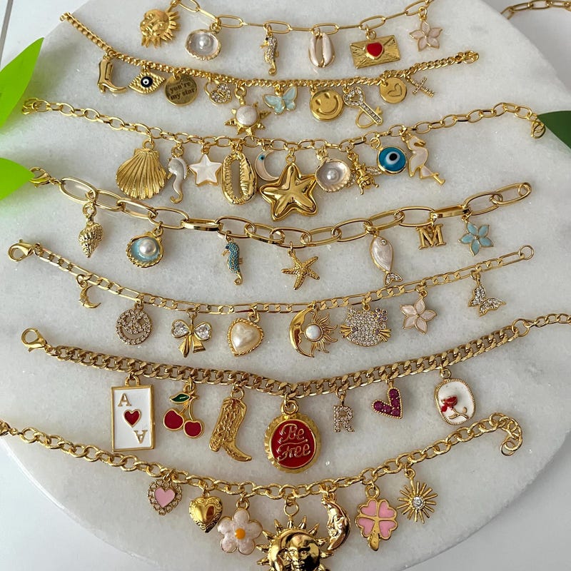 Gold Charm Bracelet - Etsy