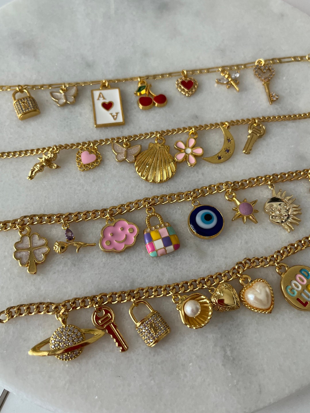 Create Your Own Charm Necklace, Custom Vintage Charms, Gold Charm for ...