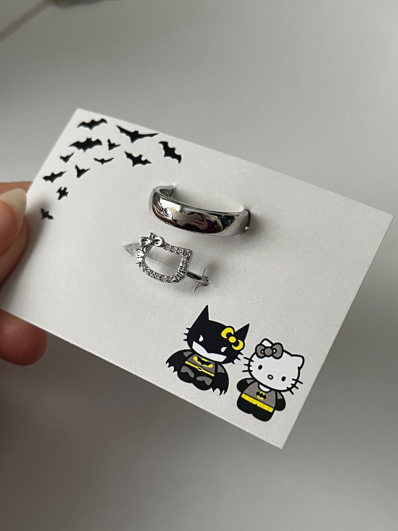 Hello Kitty-bat Man Couple Ring, Couple Ring Jewelry, Lover Ring ...