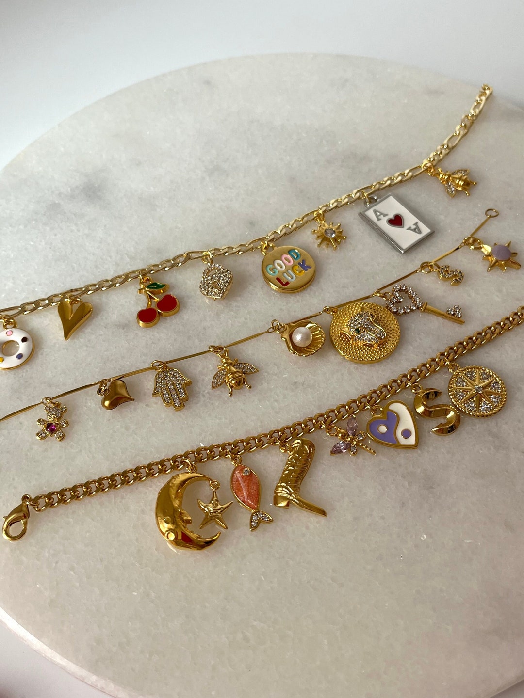 Build Your Own Custom Charm Bracelets,personalized Gold Charm Bracelet ...