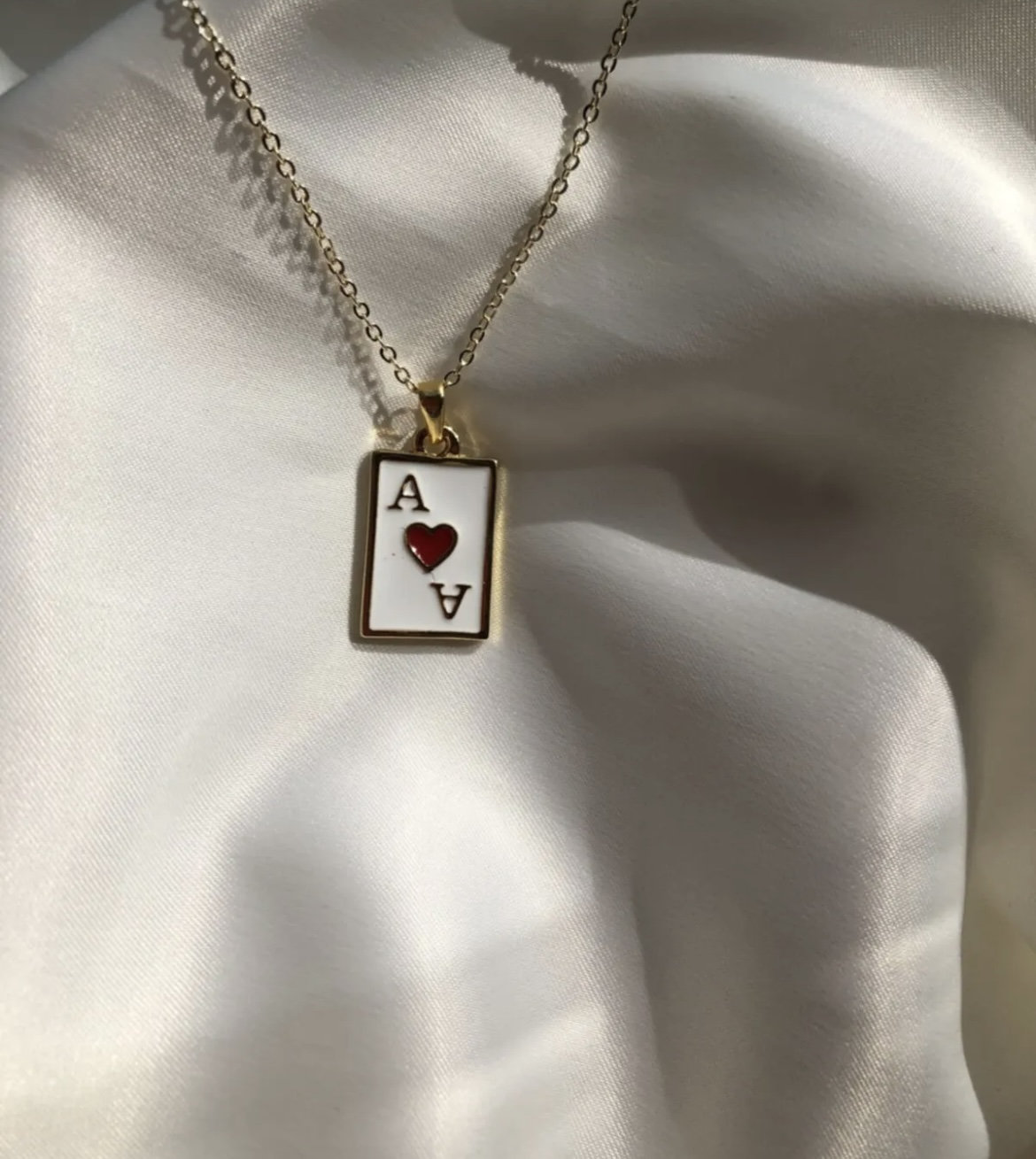 Gold Plated Ace of Hearts Playing Cards Necklace, Gift for Her, Couple ...