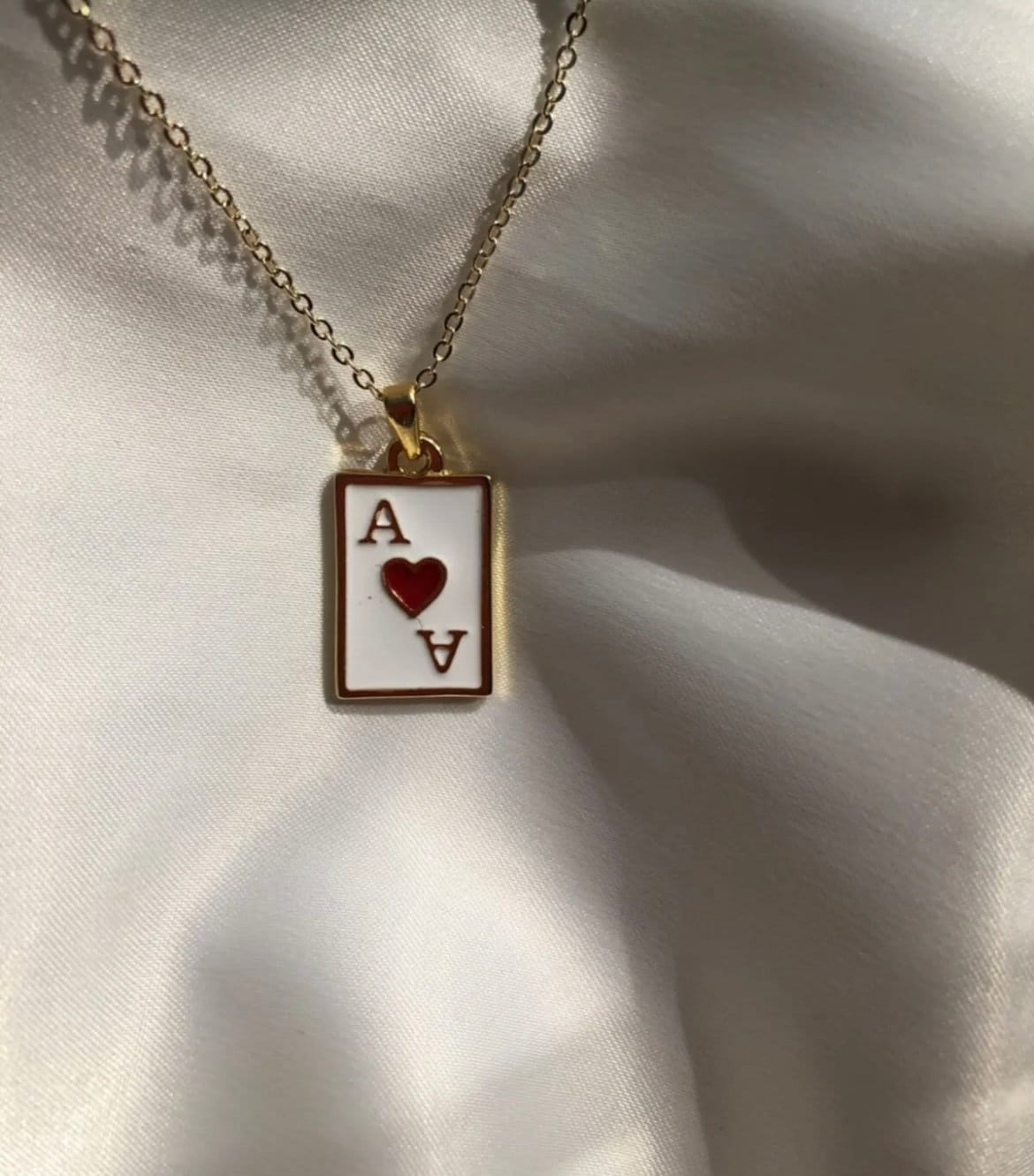 Gold Plated Ace of Hearts Playing Cards Necklace, Gift for Her, Couple ...