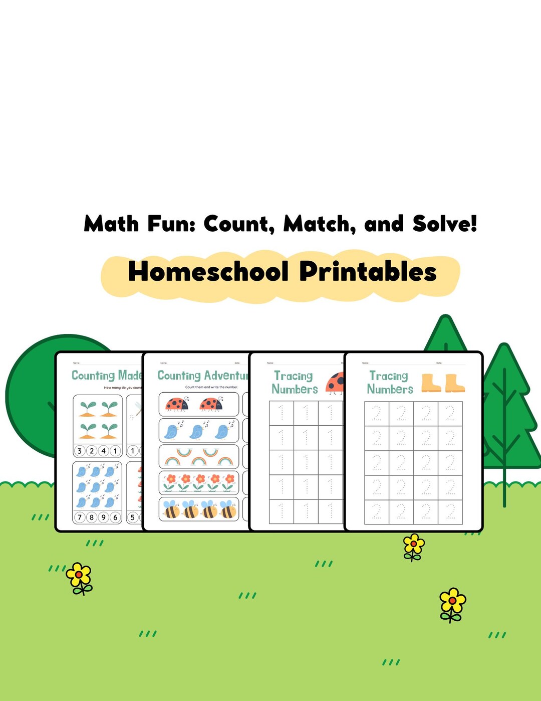 Worksheets for Kids | Count, Match, and Solve Activities | Homeschool ...