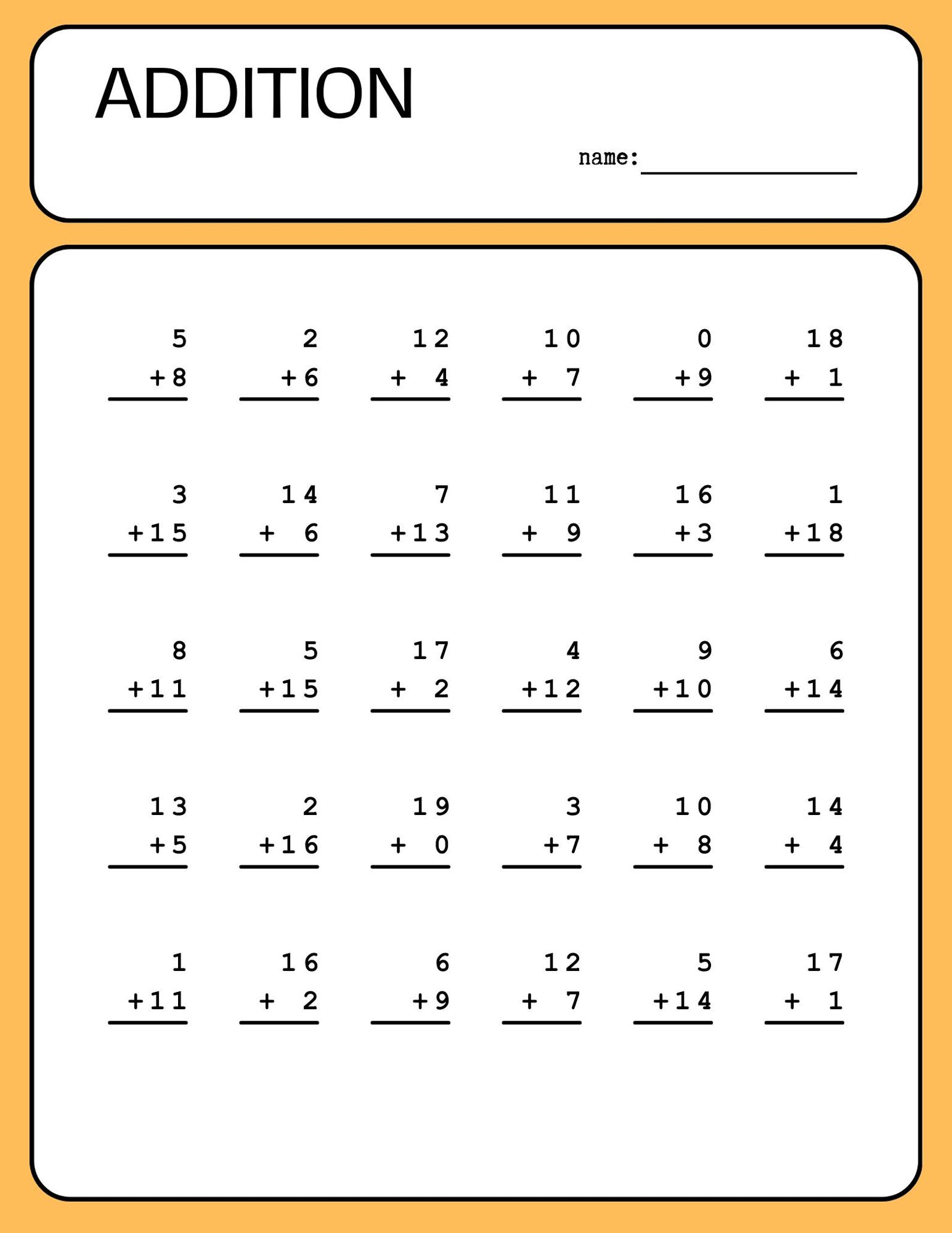 Addition Practice Worksheets for Kids Printable Math Activities 10 Fun ...