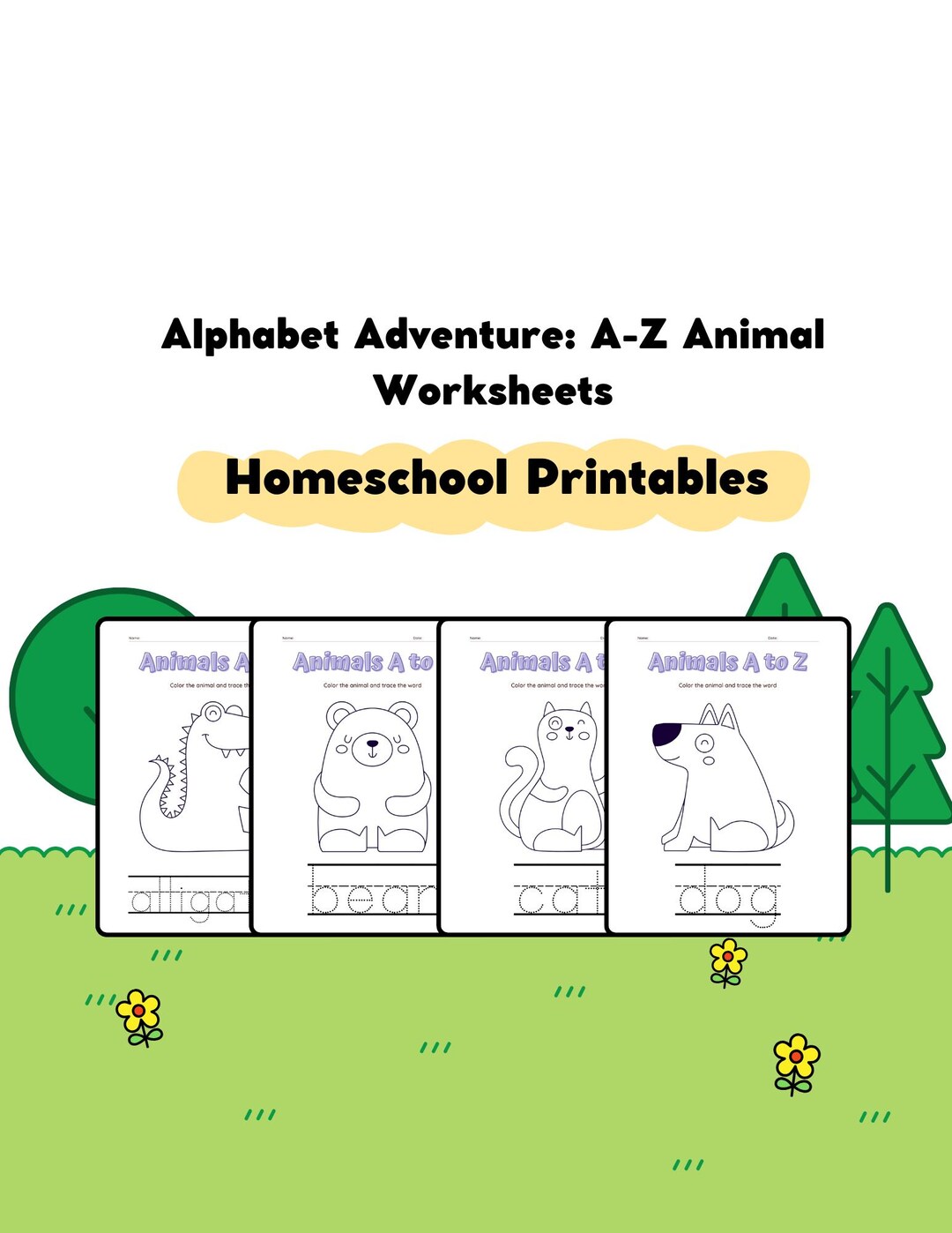 Alphabet Adventure: A-Z Animal Worksheets | Letter Tracing & Matching ...
