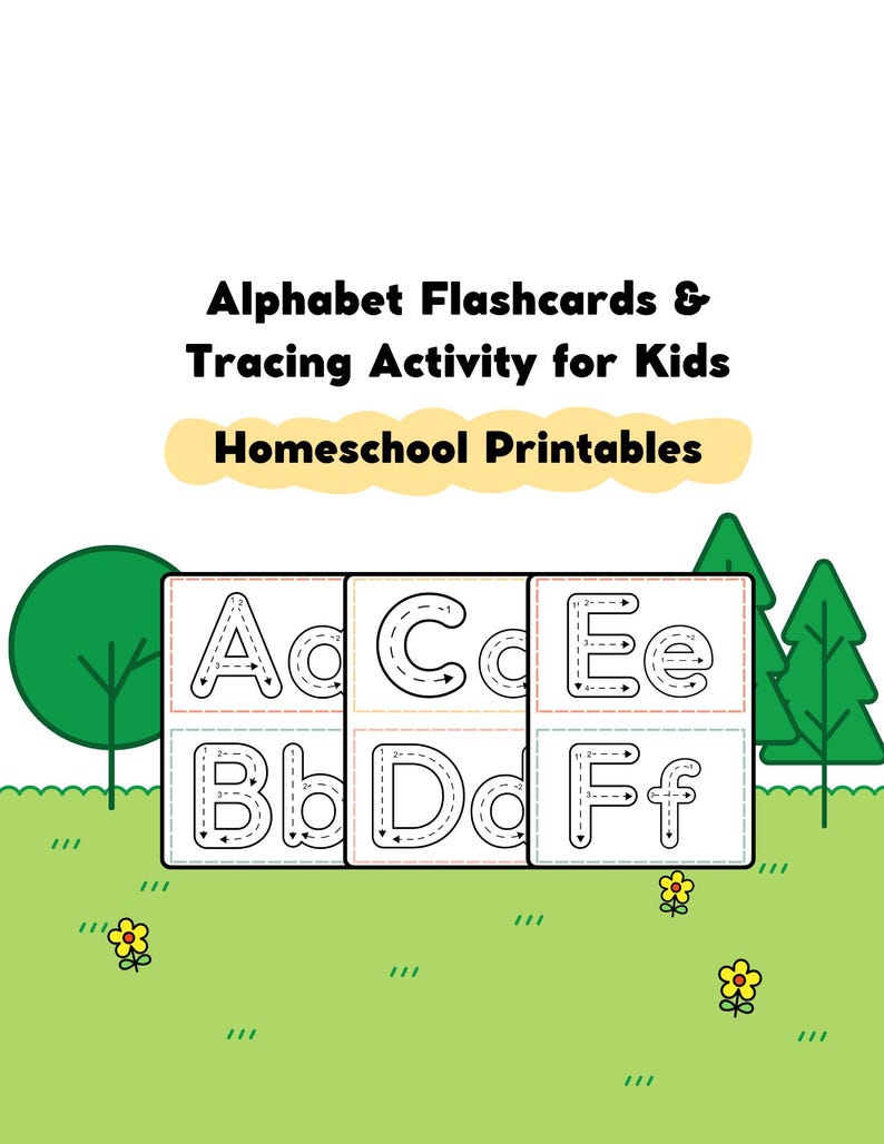Alphabet Flashcards & Tracing Activity for Kids Printable A-Z Learning ...