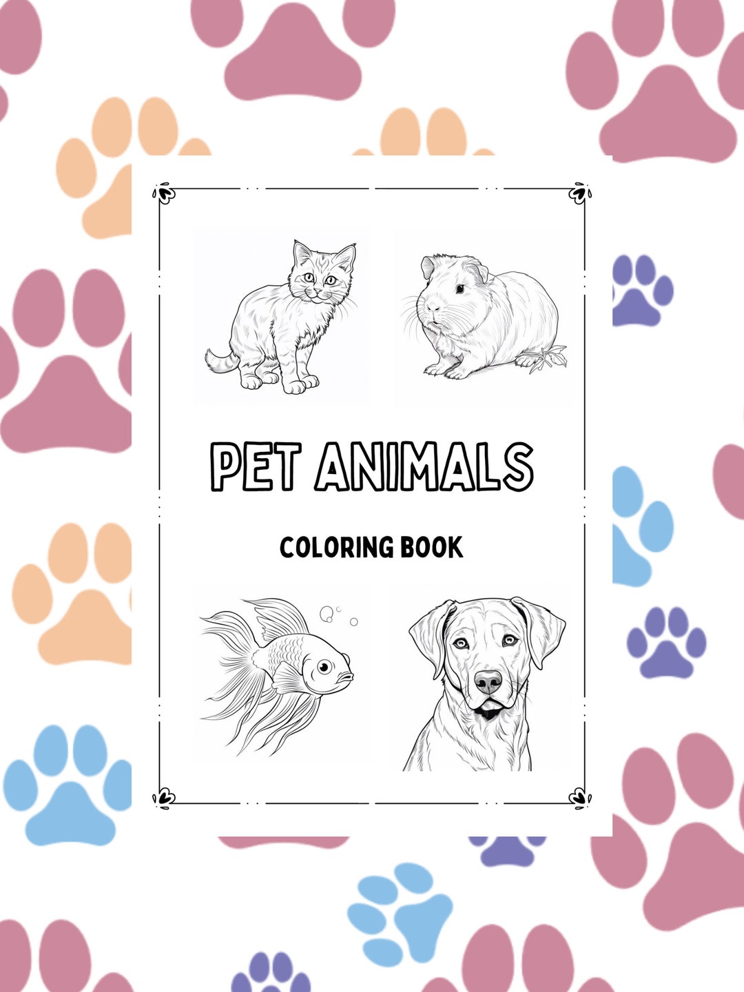 Pet Pals Coloring Pages for Kids Digital Download Digital Coloring ...