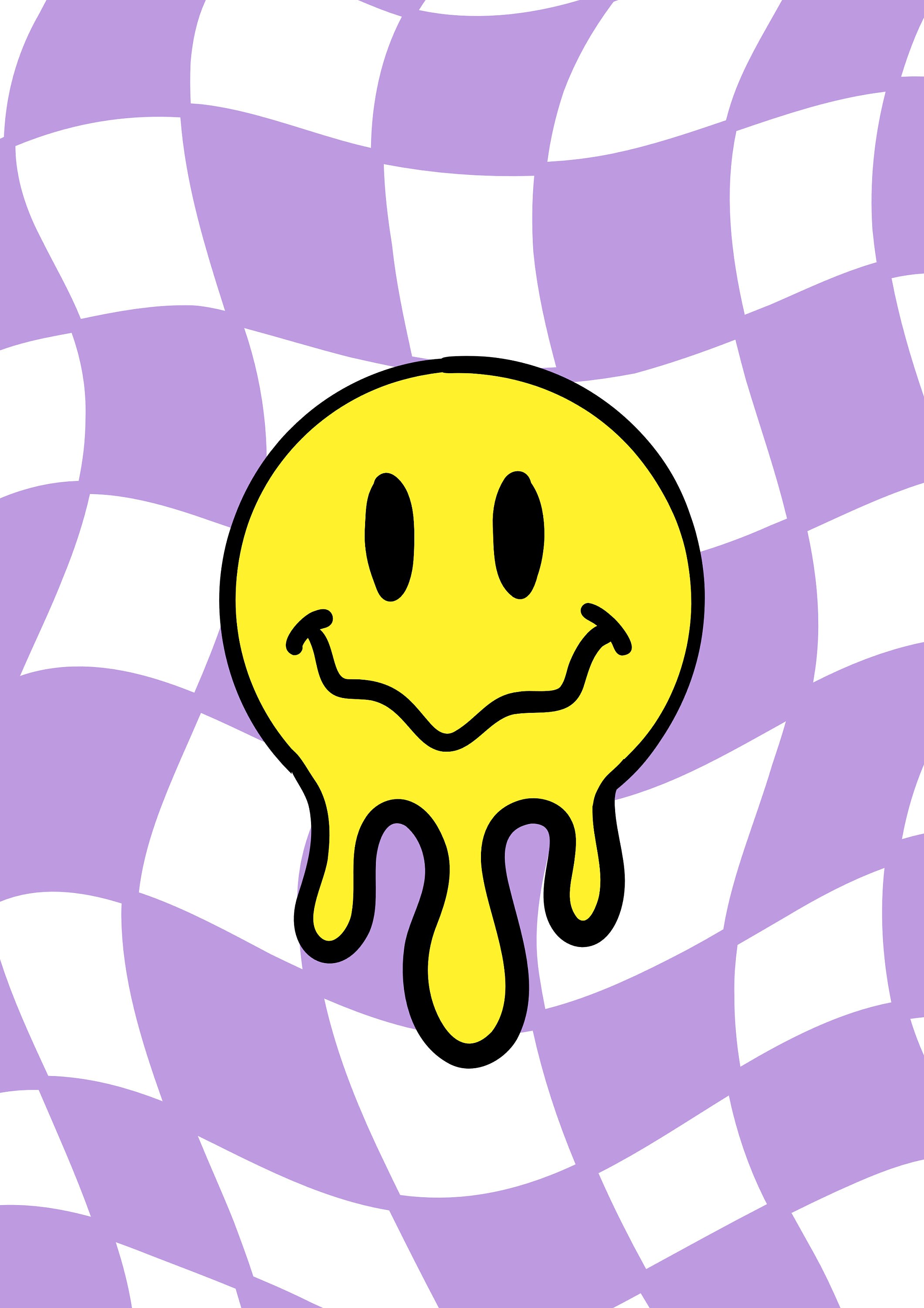 Trippy Smiley Face Wall Print Checkerboard A4 A3 A2 Smiley Face Print ...