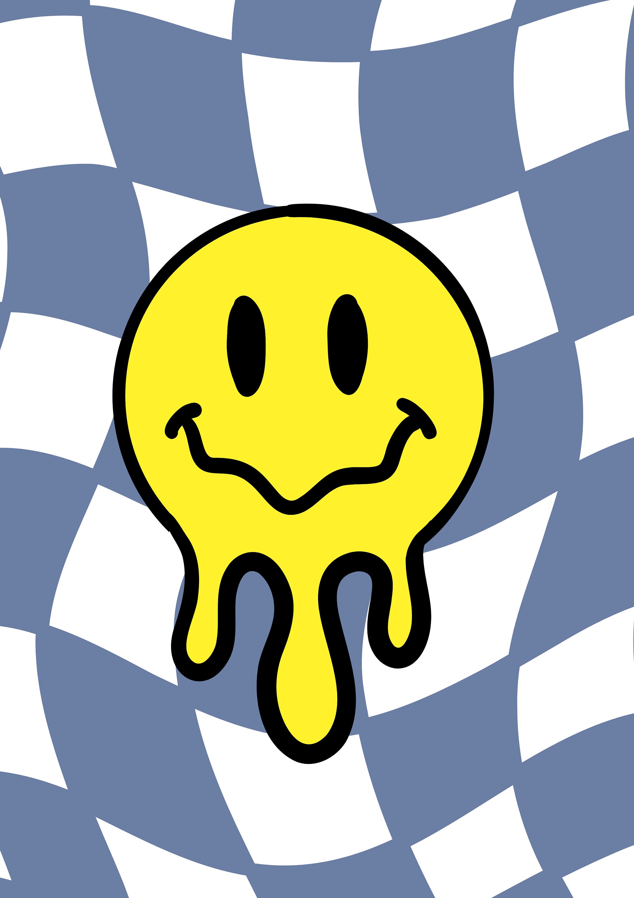 Trippy Smiley Face Wall Print Checkerboard A4 A3 A2 Smiley Face Print ...