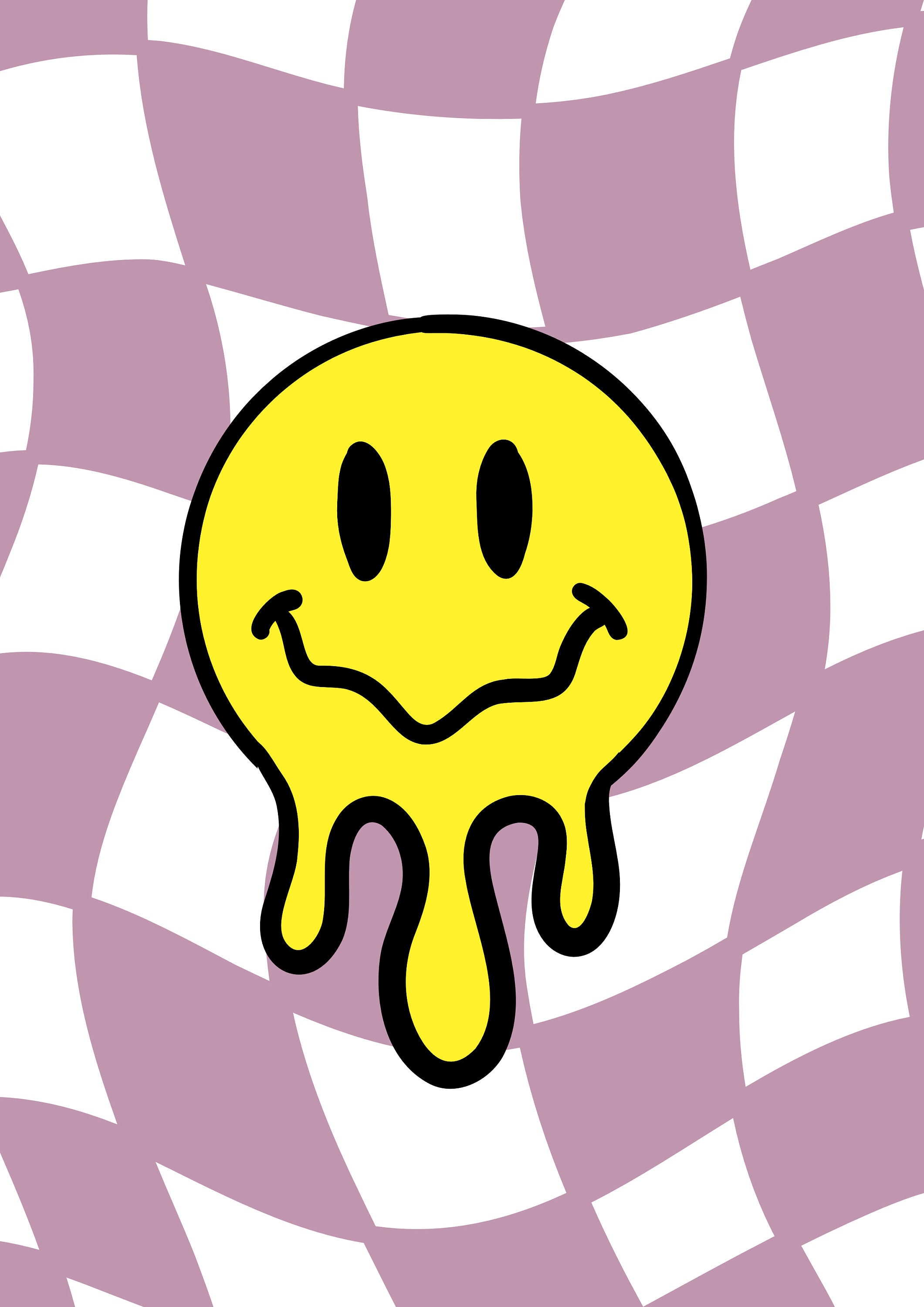 Trippy Smiley Face Wall Print Checkerboard A4 A3 A2 Smiley Face Print ...