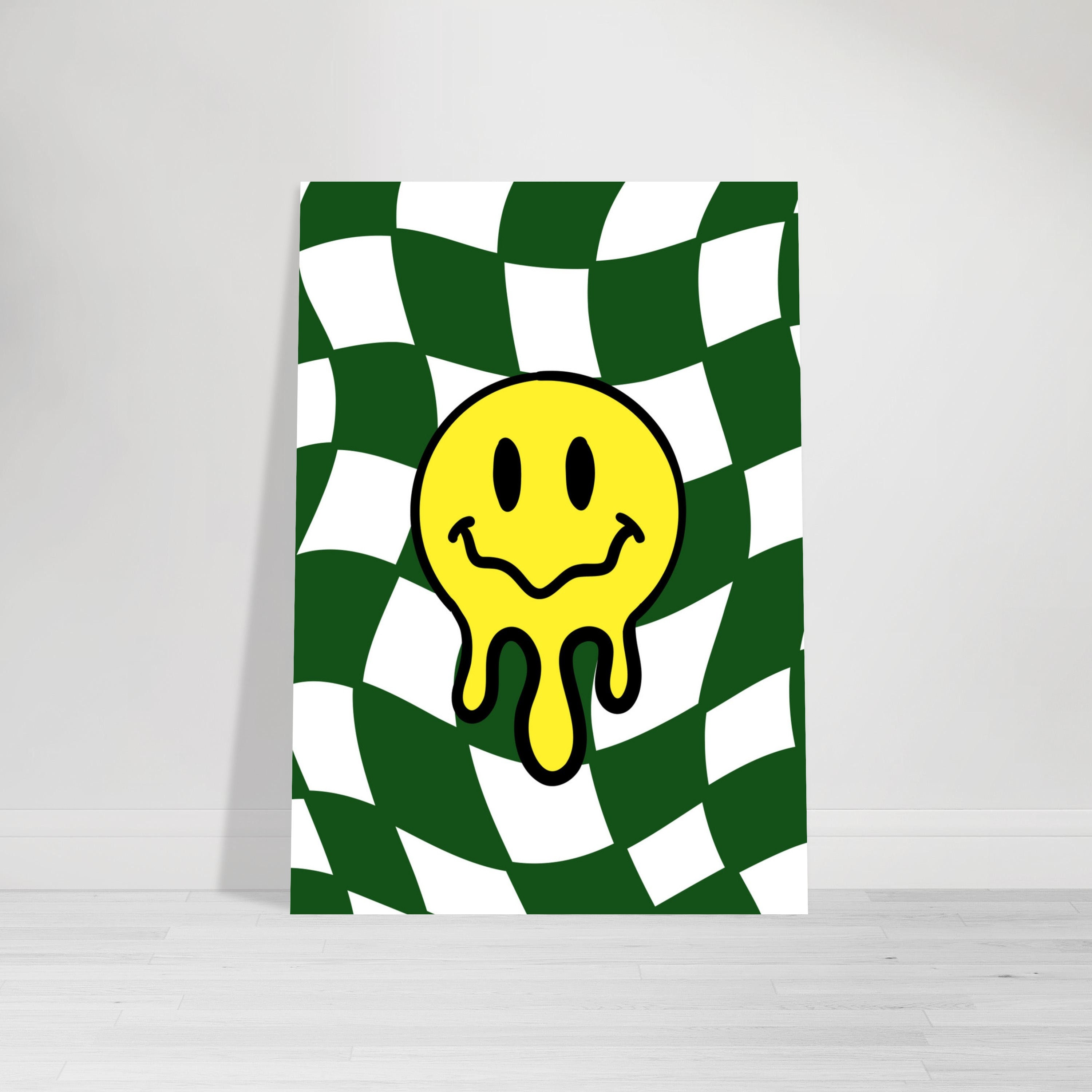 Trippy Smiley Face Wall Print Checkerboard A4 A3 A2 Smiley Face Print ...