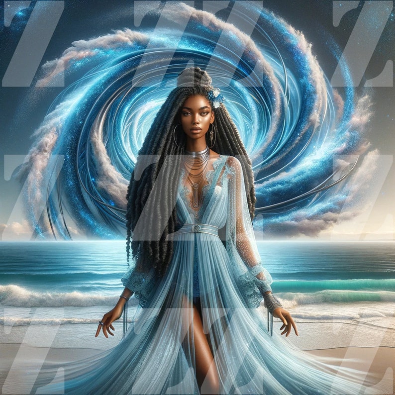 Aquarius Goddess-themed PNG Bundle: Unique Transparent Files for POD ...