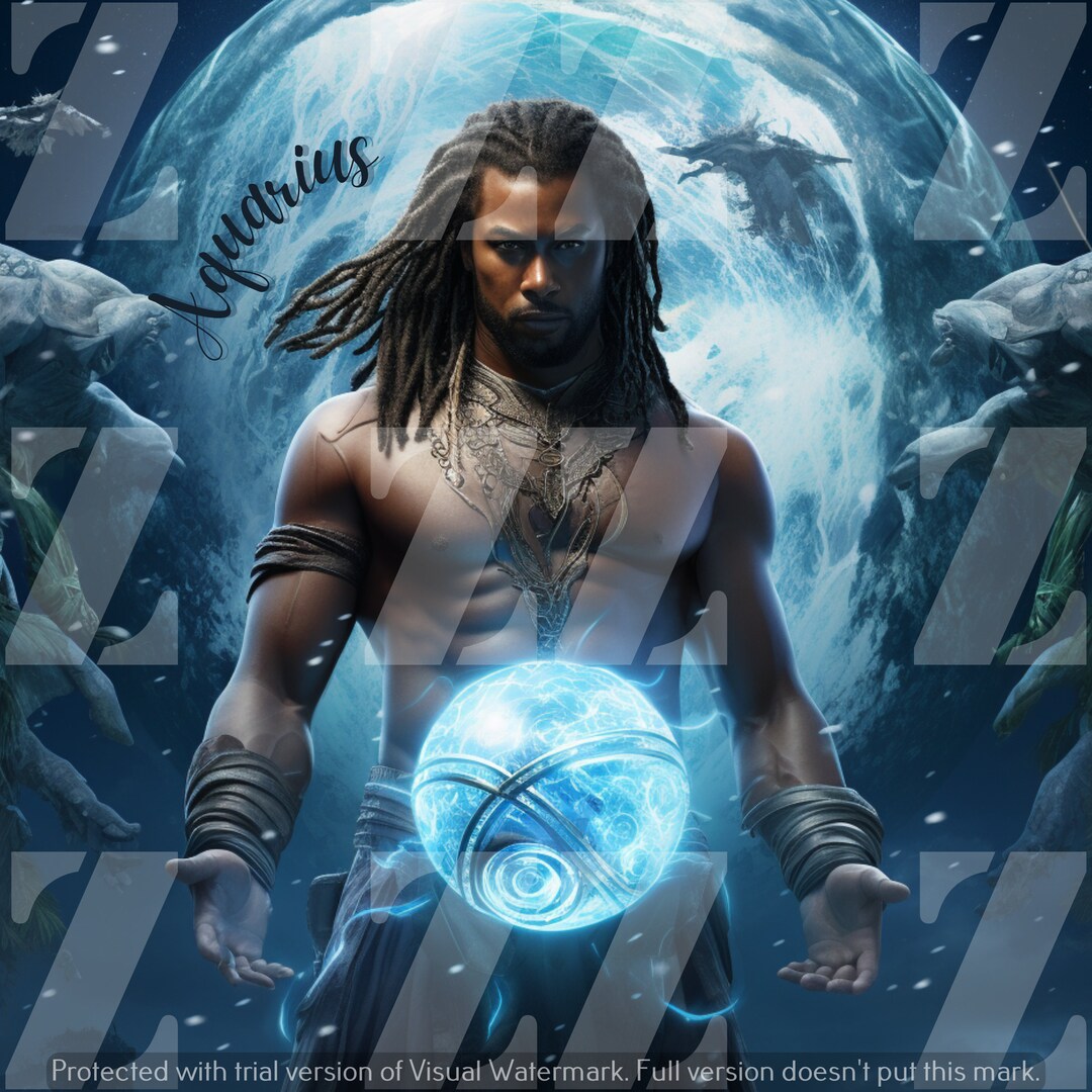 Aquarius God Male Essence: Elegant Pngs for POD, Exquisite Zodiac ...