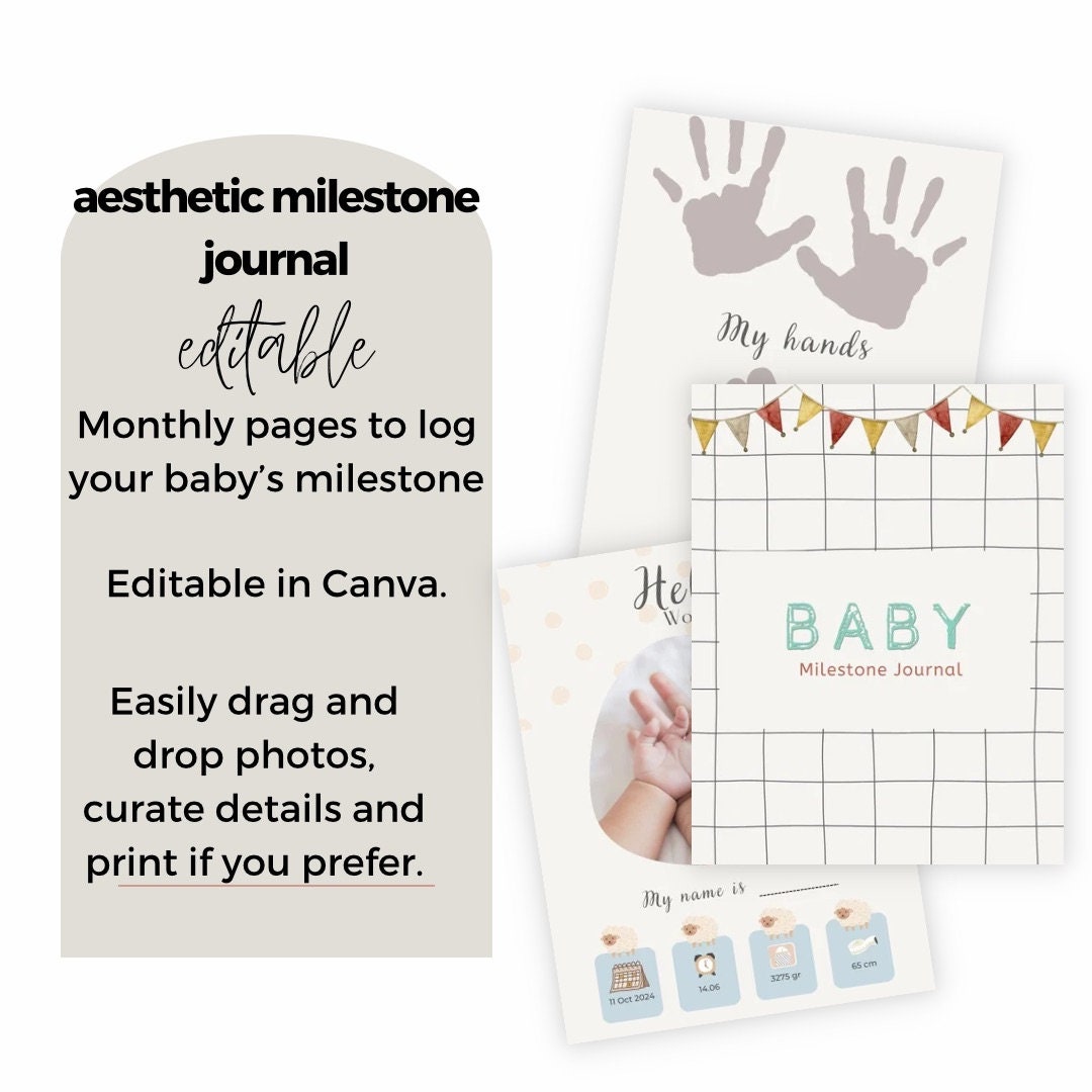 Baby Book, New Born Book, Keepsake Journal, Baby Memory Book, Milestone ...