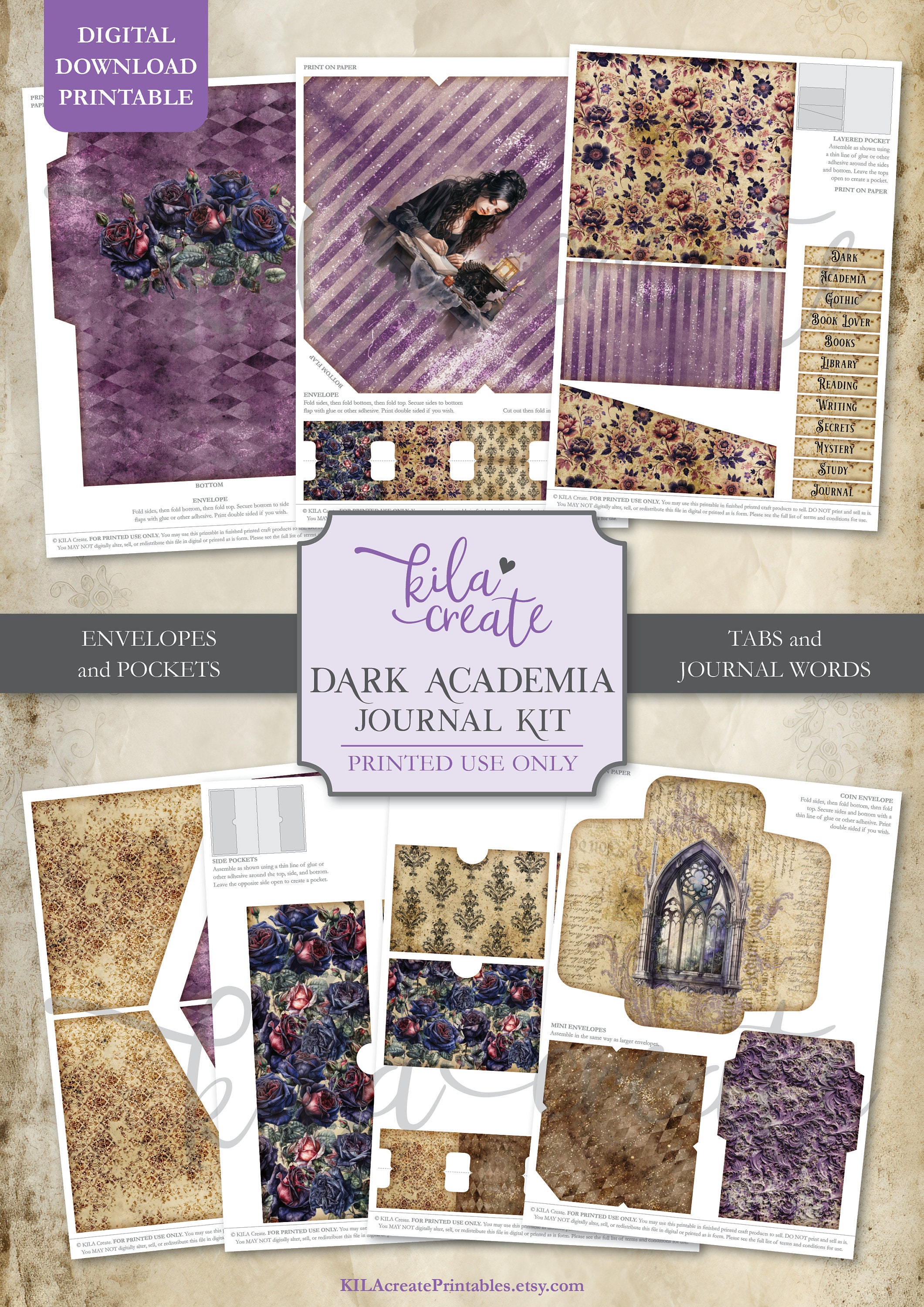 Dark Academia Journal Kit, Gothic Library Journal, Gothic Book Lover ...