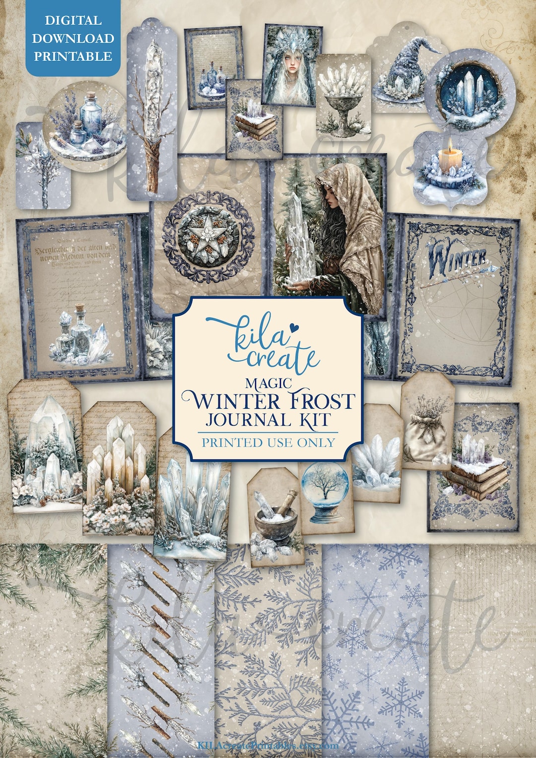 Magic Winter Frost Journal Kit, Witch Ephemera, Winter Journal, Pagan ...