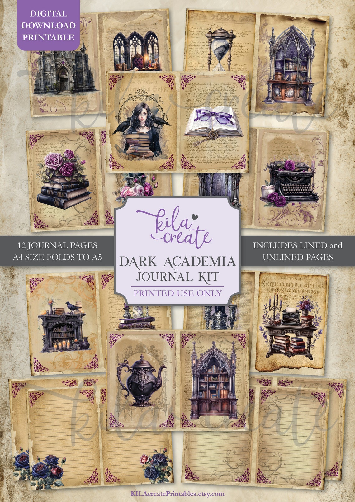 Dark Academia Journal Kit, Gothic Library Journal, Gothic Book Lover ...